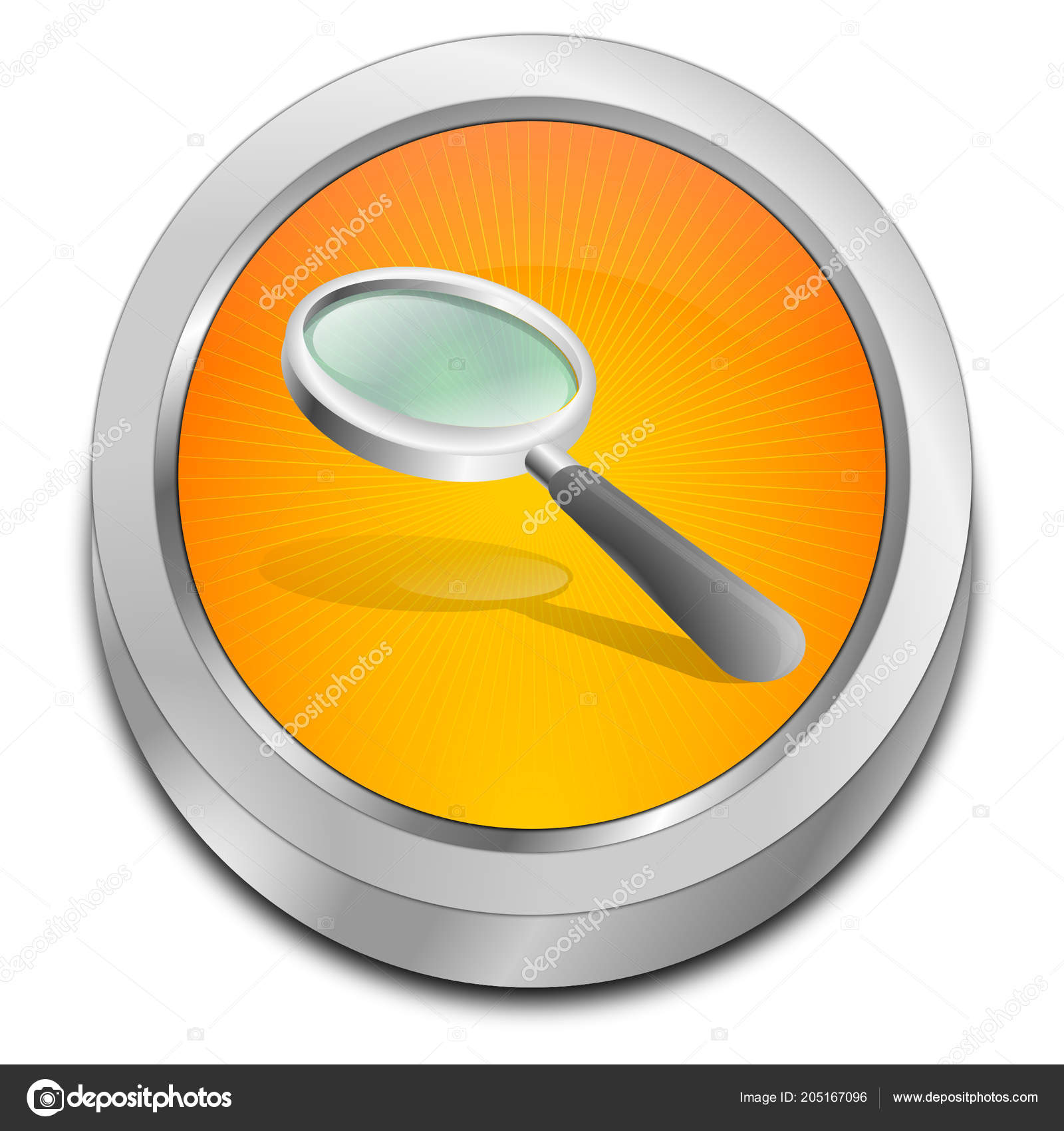 Glossy Orange Magnifying Glass Button Illustration — Stock Photo ...