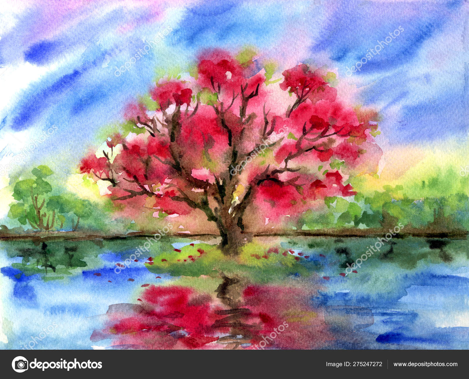 Abstract Watercolor Tree