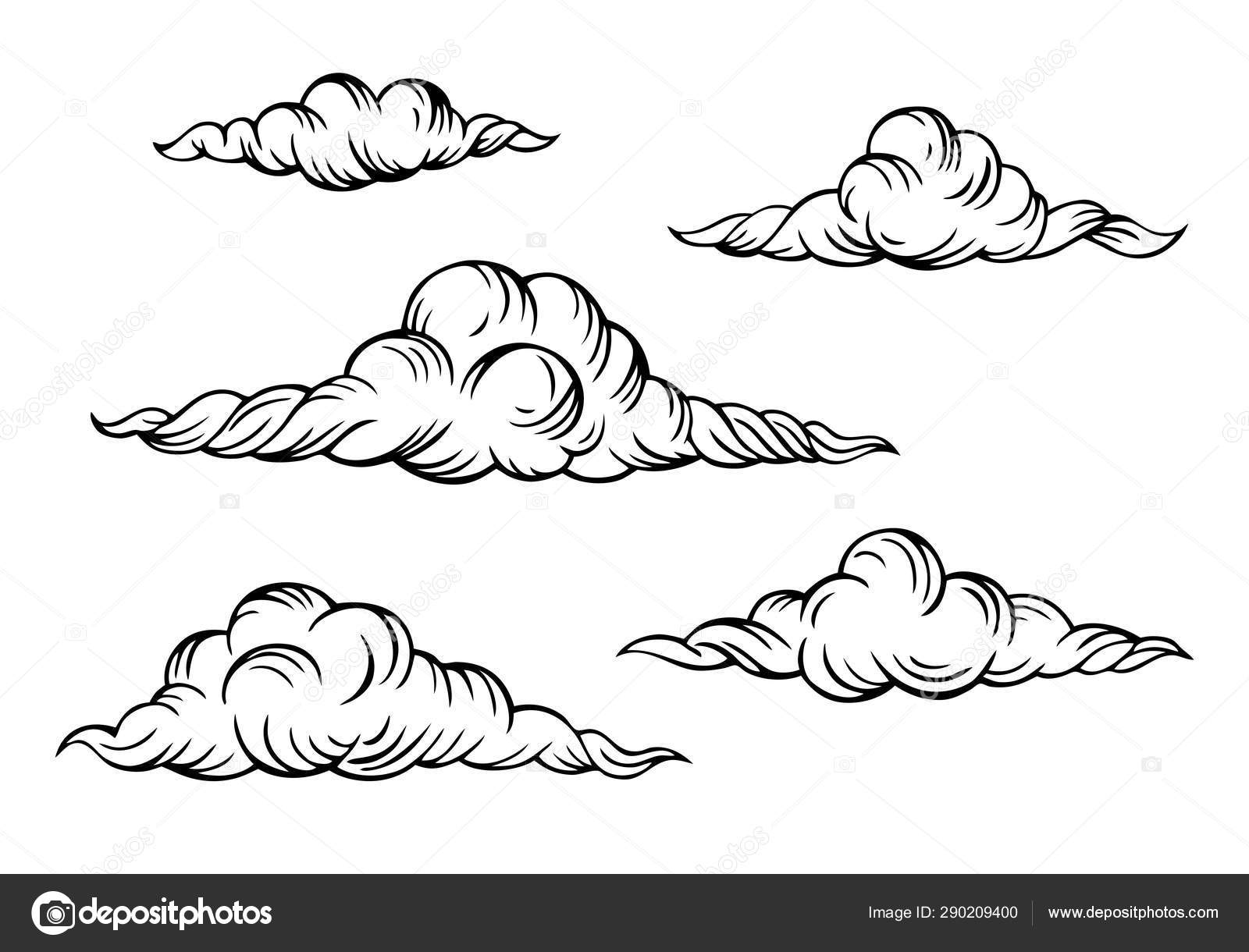Black And White Clouds Drawing