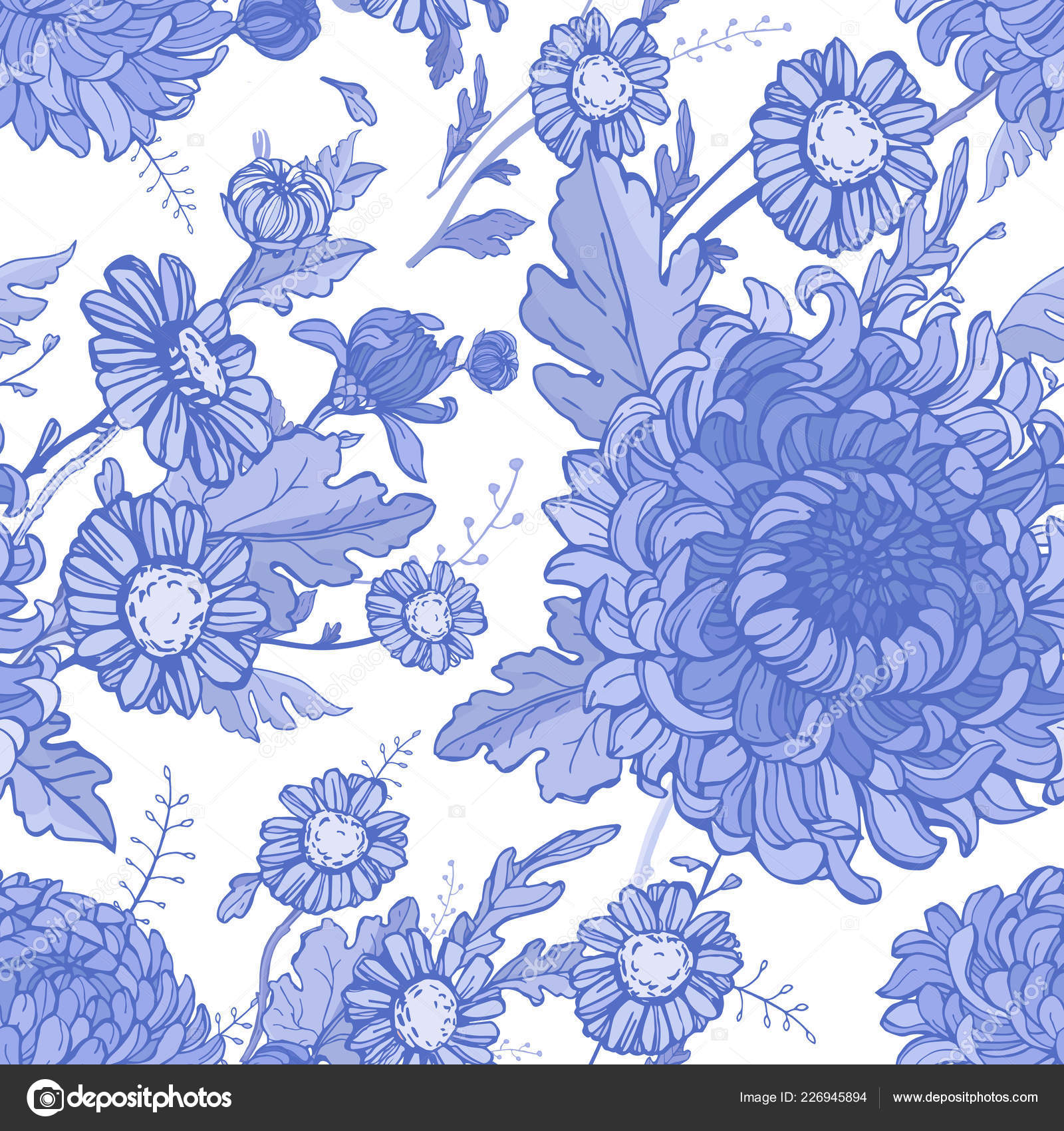 Blue White Flowers Seamless Pattern Stock Vector Image by ©Irmairma ...