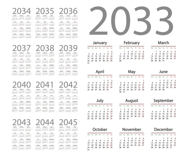 2036 년 달력 Vector Art Stock Images | Depositphotos