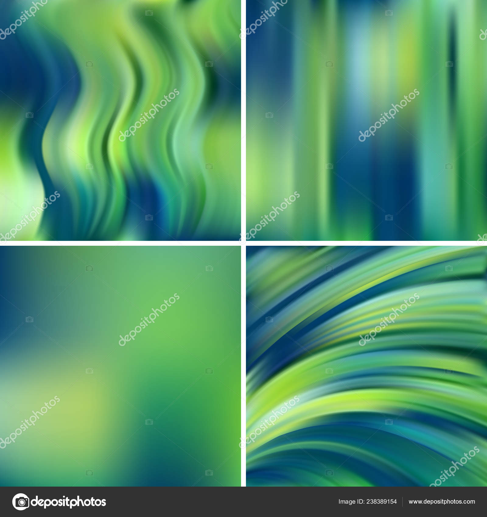 Set Square Blurred Backgrounds Vector Illustration Green Blue Colors ...