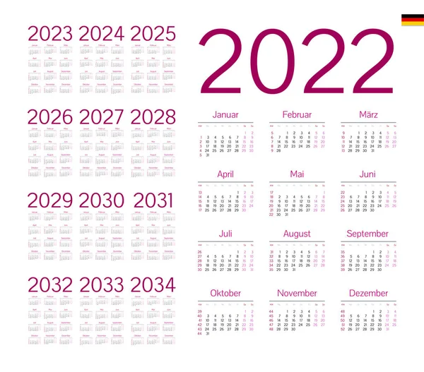 Kalender Jerman Untuk Tahun 2021 Minggu Dimulai Pada Hari Senin Vektor ...