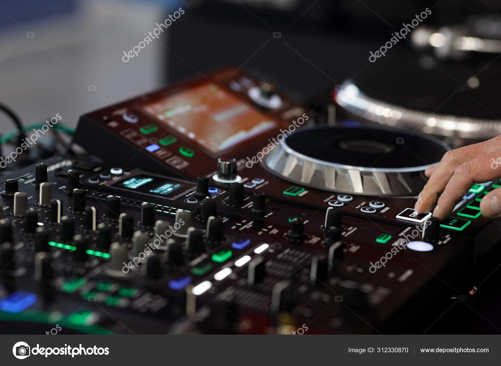 DJ using a sound mixer controller to play music Stock Photo by ©genkur ...