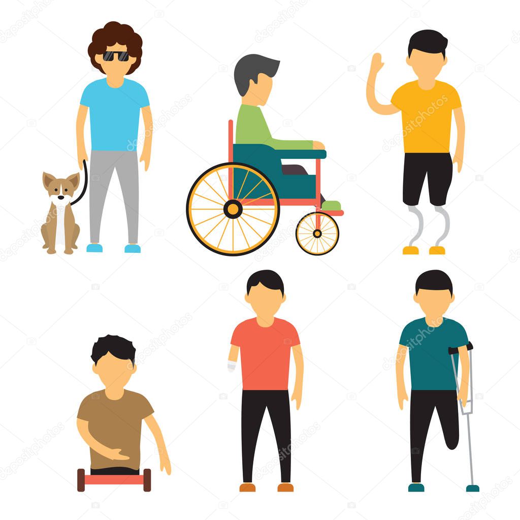 Ilustraciones Dibujos Animados Vectoriales Personas Con Discapacidad ...