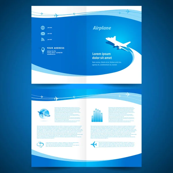 Brochure folder leaflet airplane airline flight transportation l ...