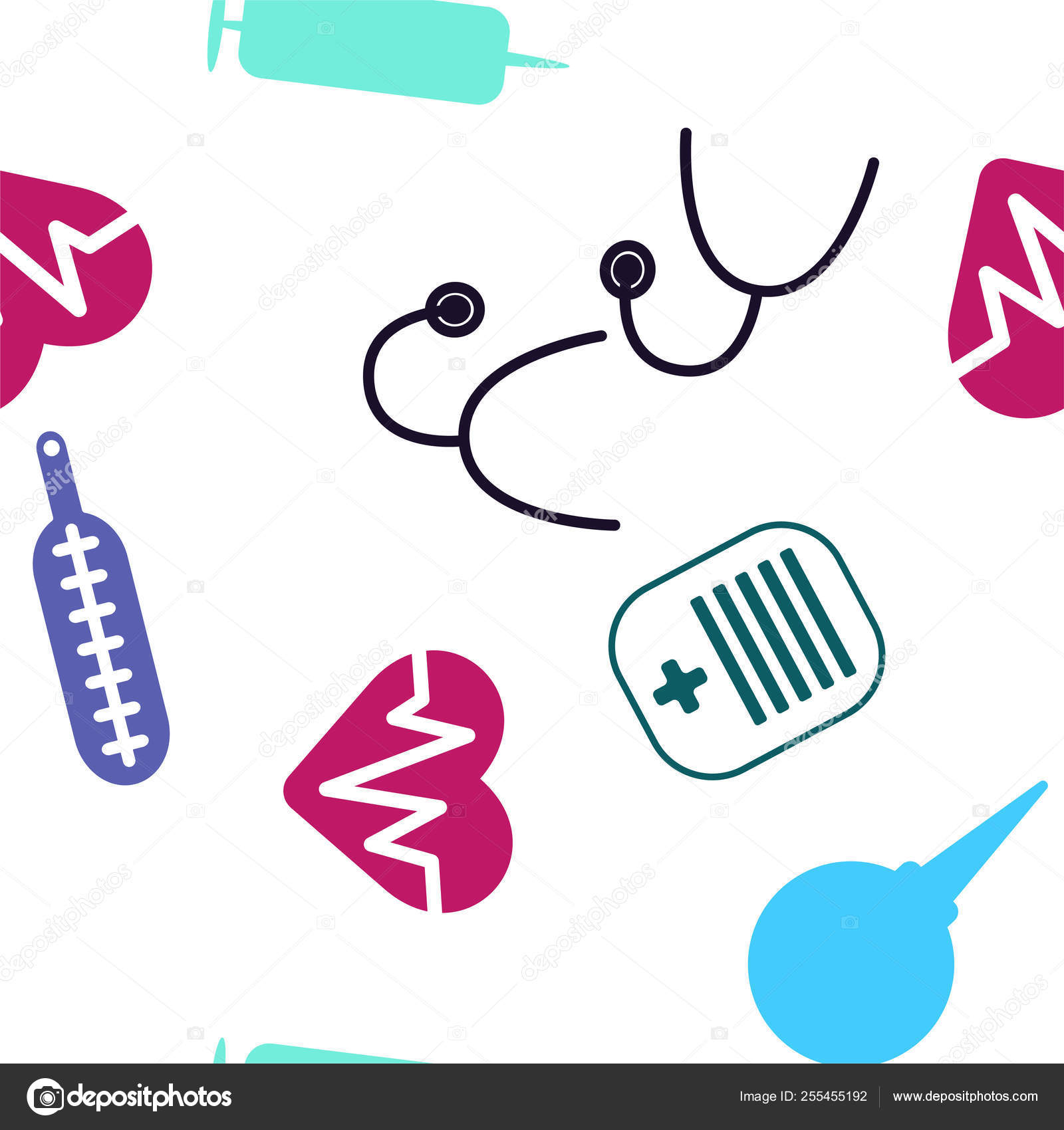 Medical elements seamless pattern vector — Stock Vector © zmshv #255455192