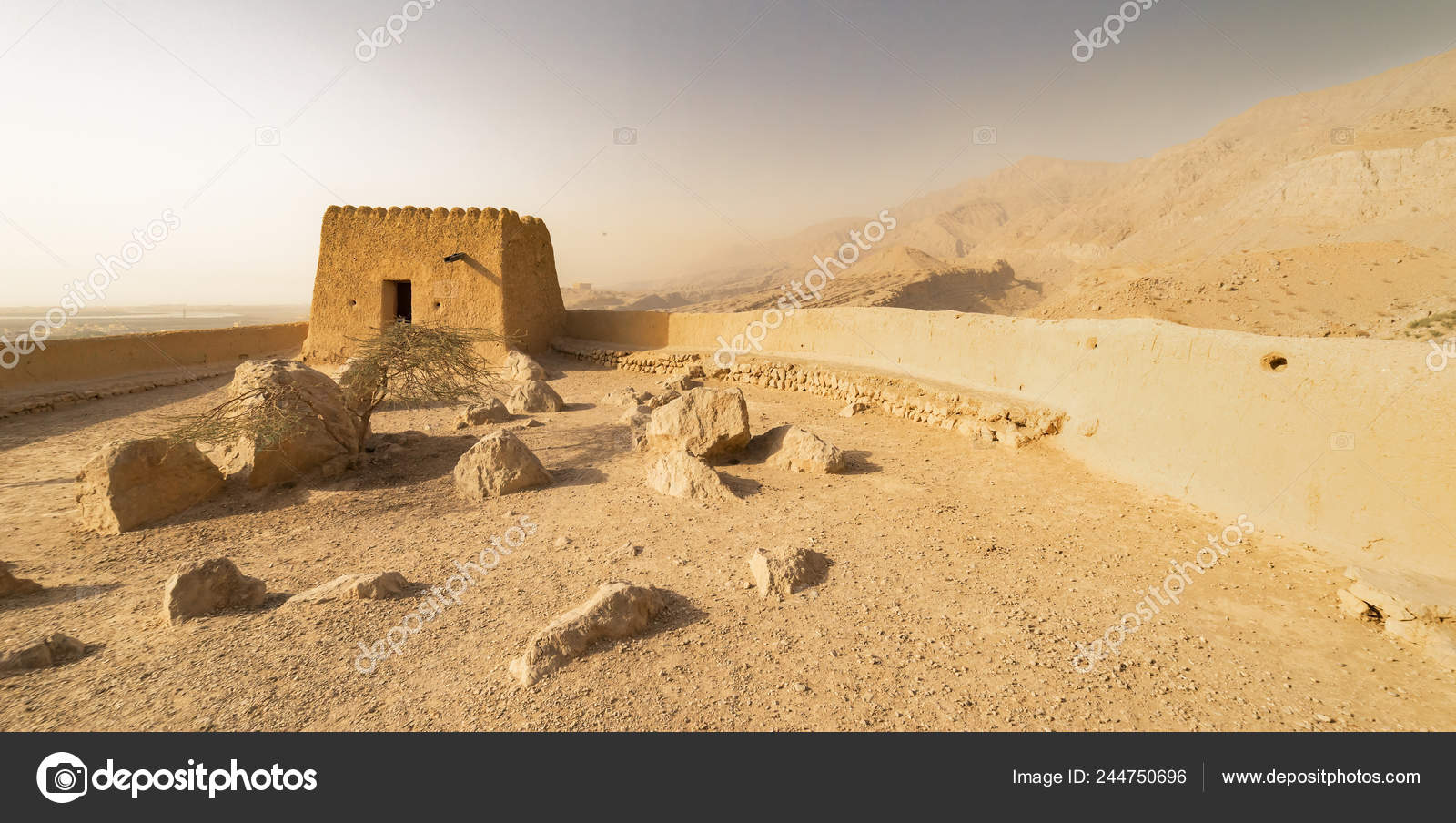 Mountain Landscape Desert Fortress Dhayah Fort Ras Khaimah Uae Jun ...