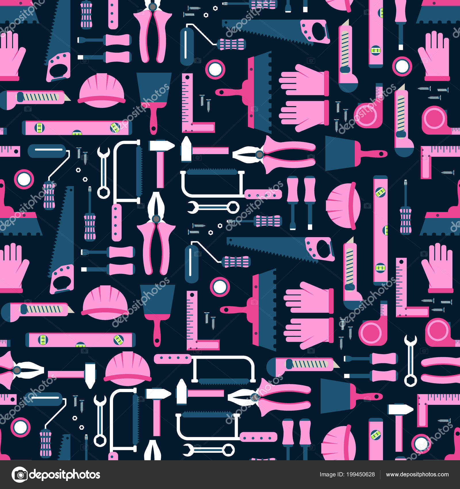 Construction tools seamless pattern. Work equipment vector illustration ...
