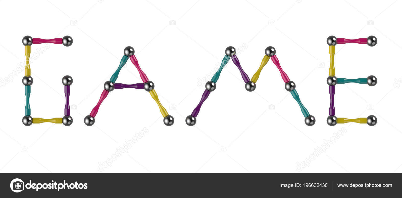 Word Game Colored Sticks Balls Multicolor Elements Magnetic Constructor ...