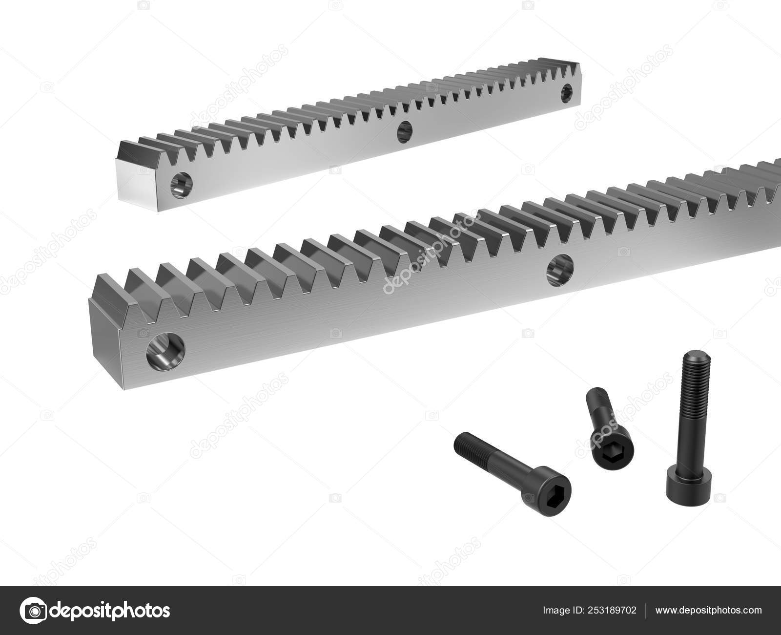 Rack gear. Image of a rack with a rolling gear wheel. Sliding gate ...