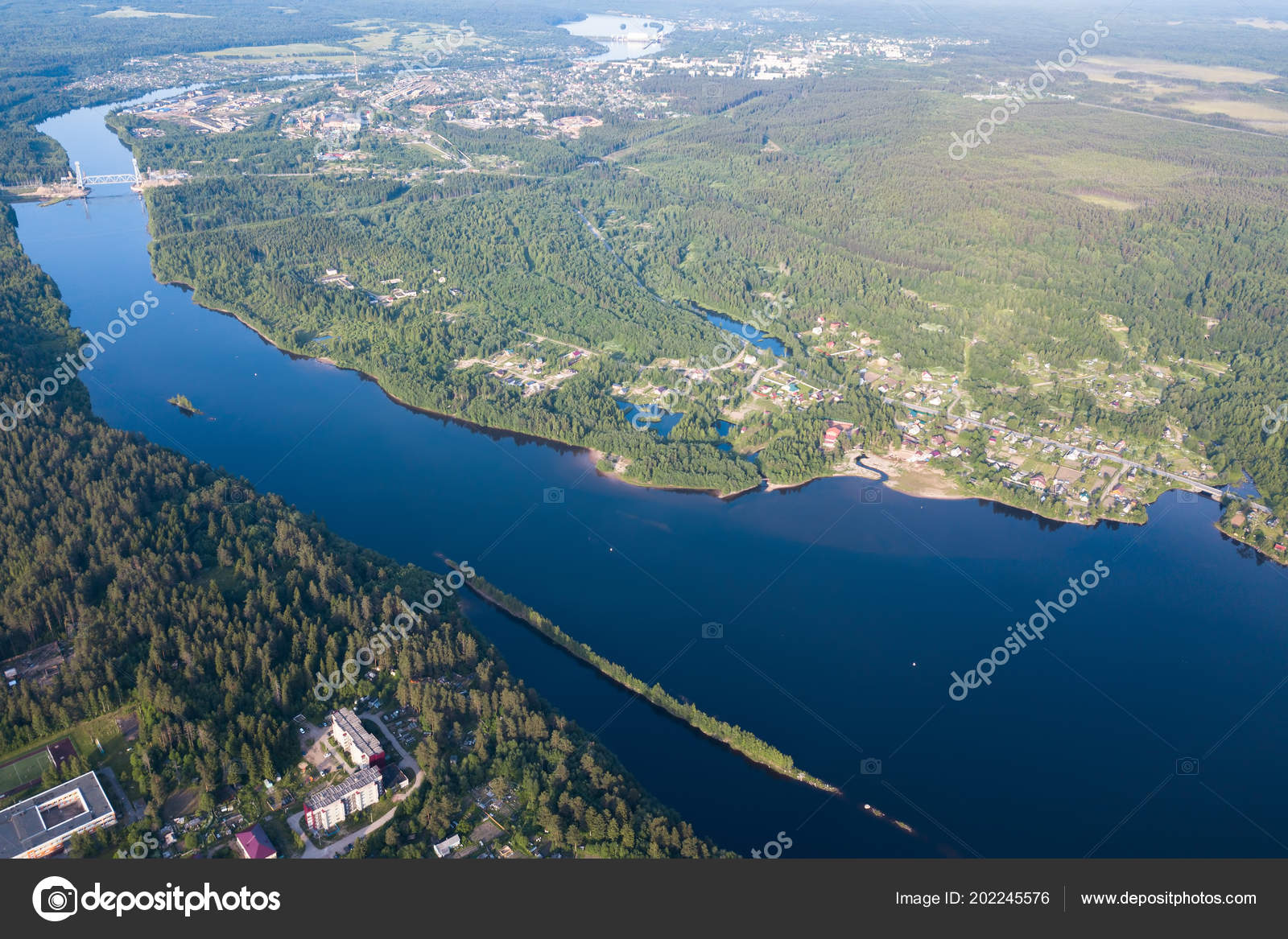 Vista Superior Del Río Svir Desde Ladoga Hasta Lago Onega — Foto de ...