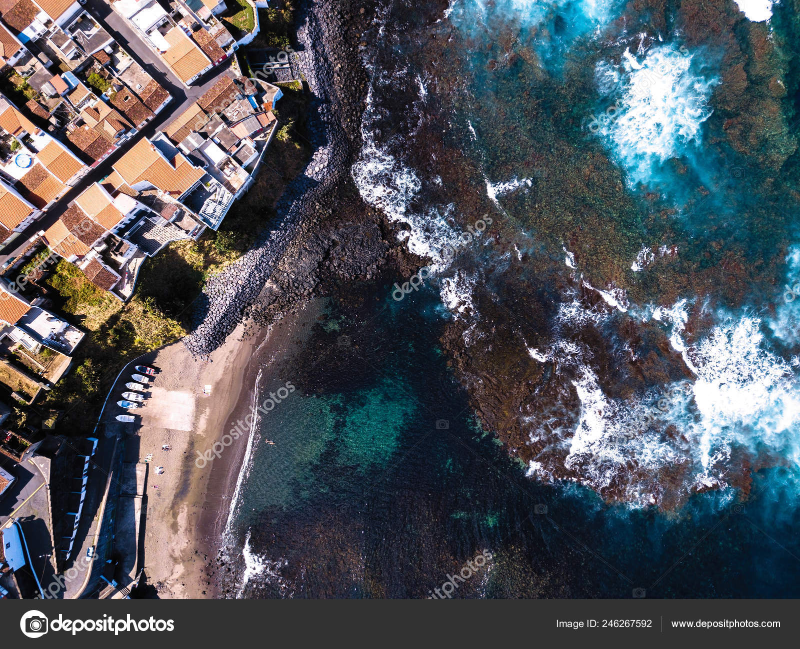 Bird's Eye View Ocean Surf Reefs Coast San Miguel Island — Stock Photo ...