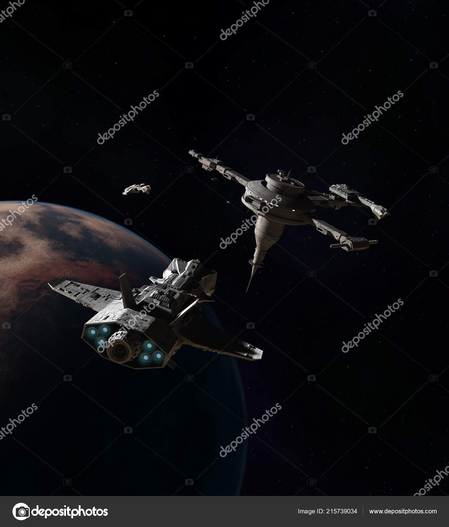 Sci Fi Spaceship Orbital Docking Station