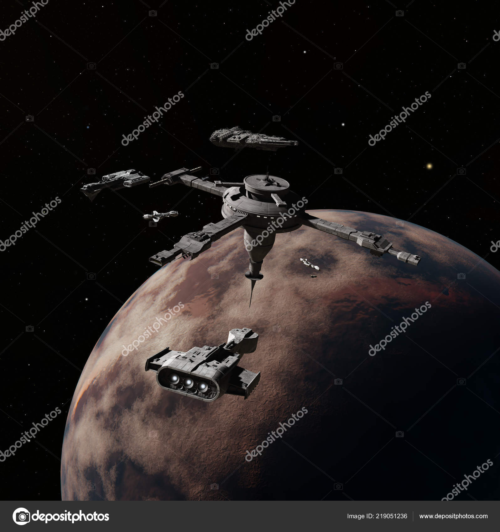 Sci Fi Spaceship Orbital Docking Station