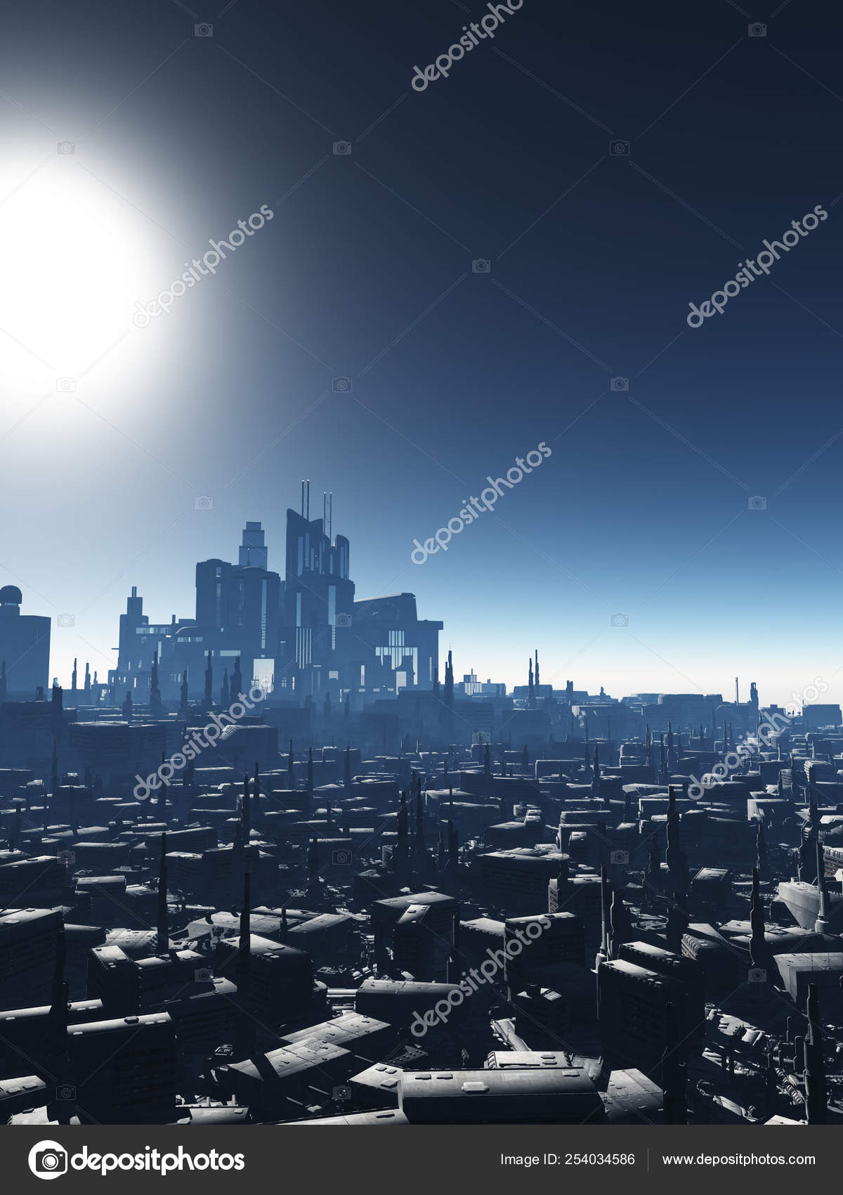 Science Fiction Illustration Huge Building Megastructure Towering ...