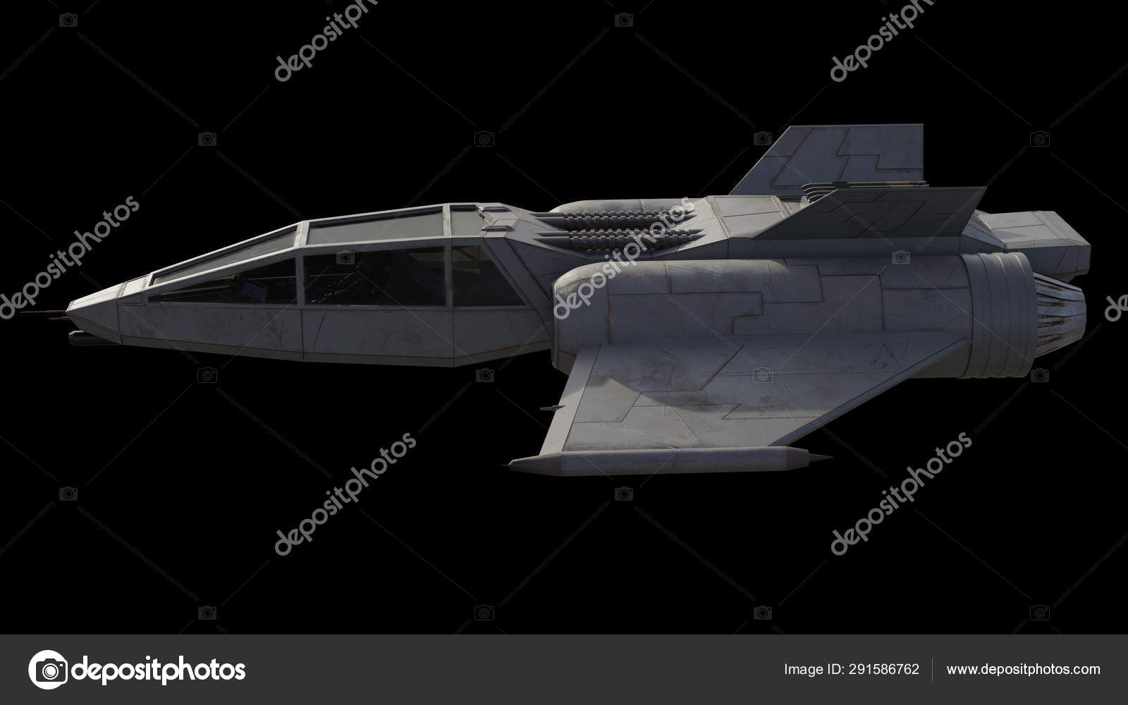 Science Fiction Illustration Single Seater Star Fighter Spaceship Side ...