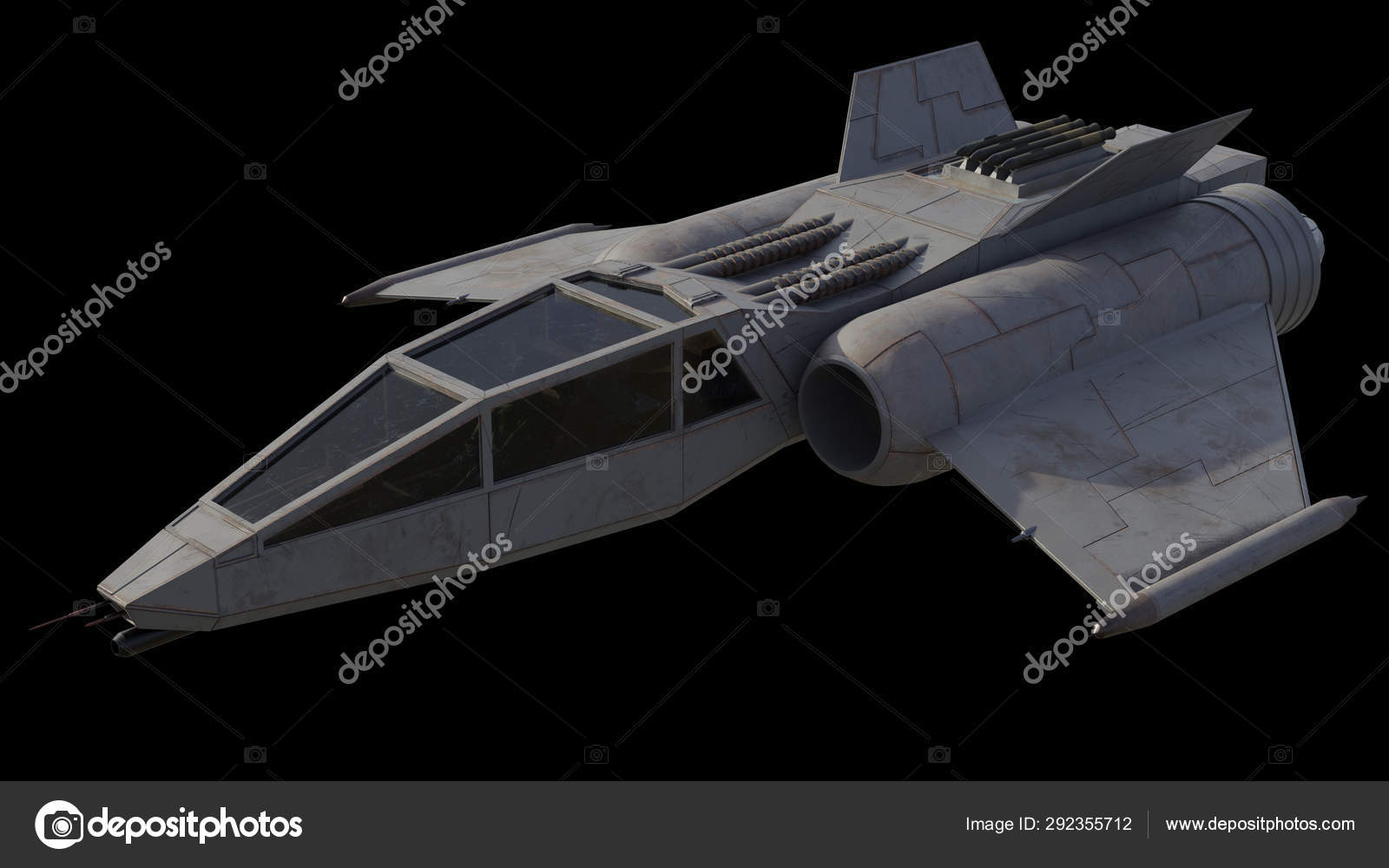 Science Fiction Illustration Single Seater Star Fighter Spaceship Front ...
