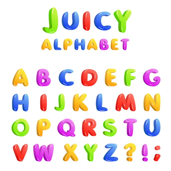 Kids font, multicolored bright letters of the English alphabet and ...