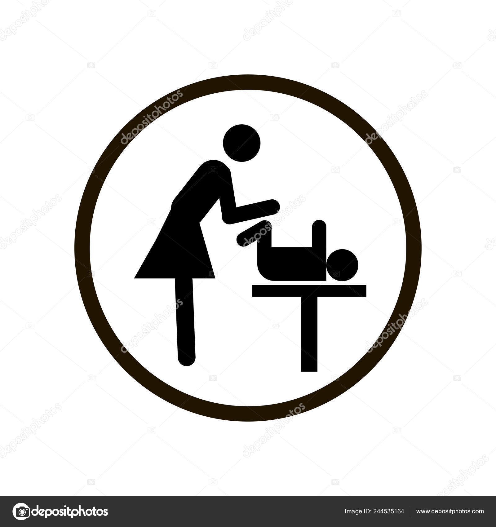 Black toilet sign changing table, mother s room icon in a circle ...