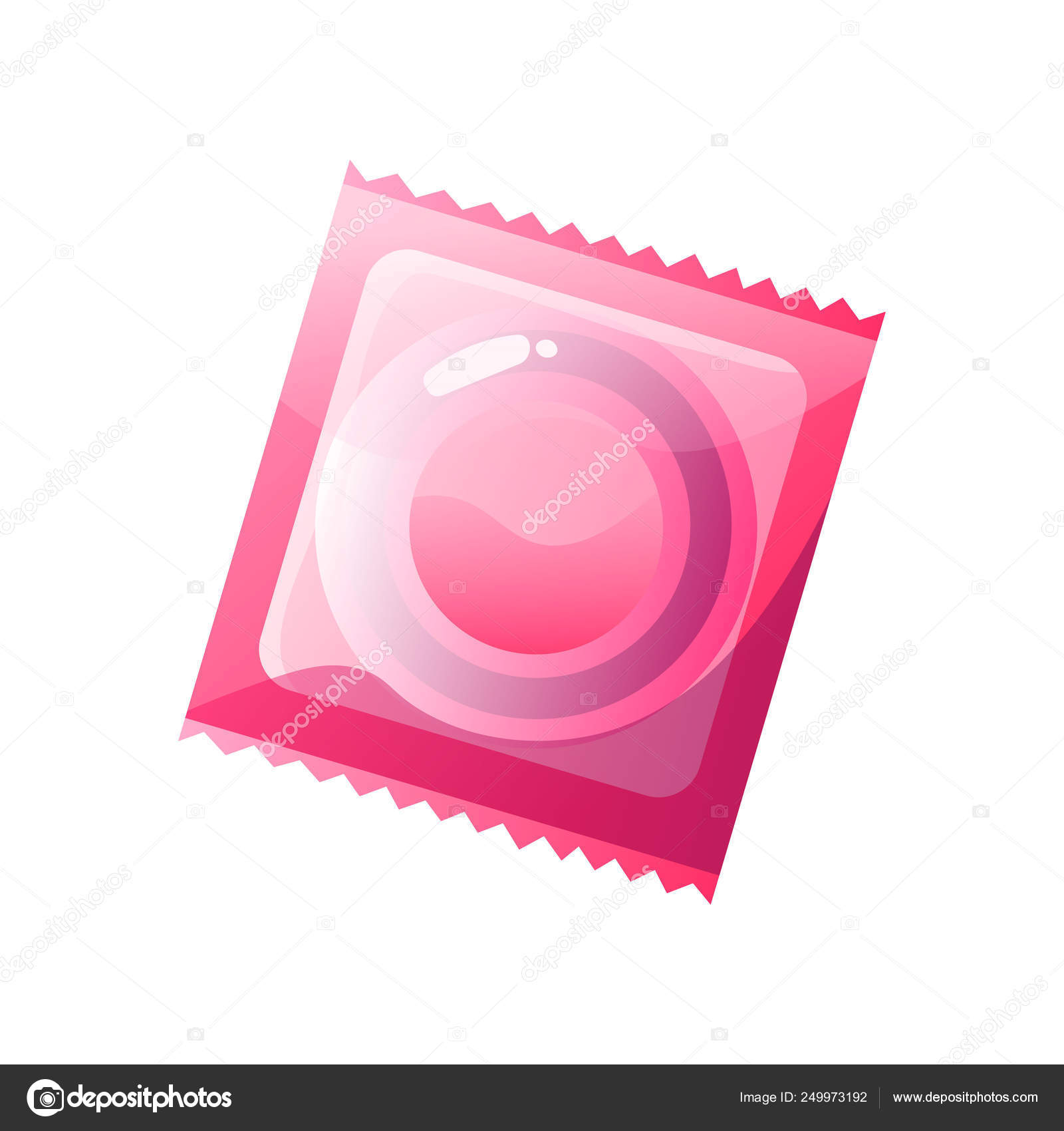 Condón en envase rosa para sexo seguro aislado sobre fondo blanco ...