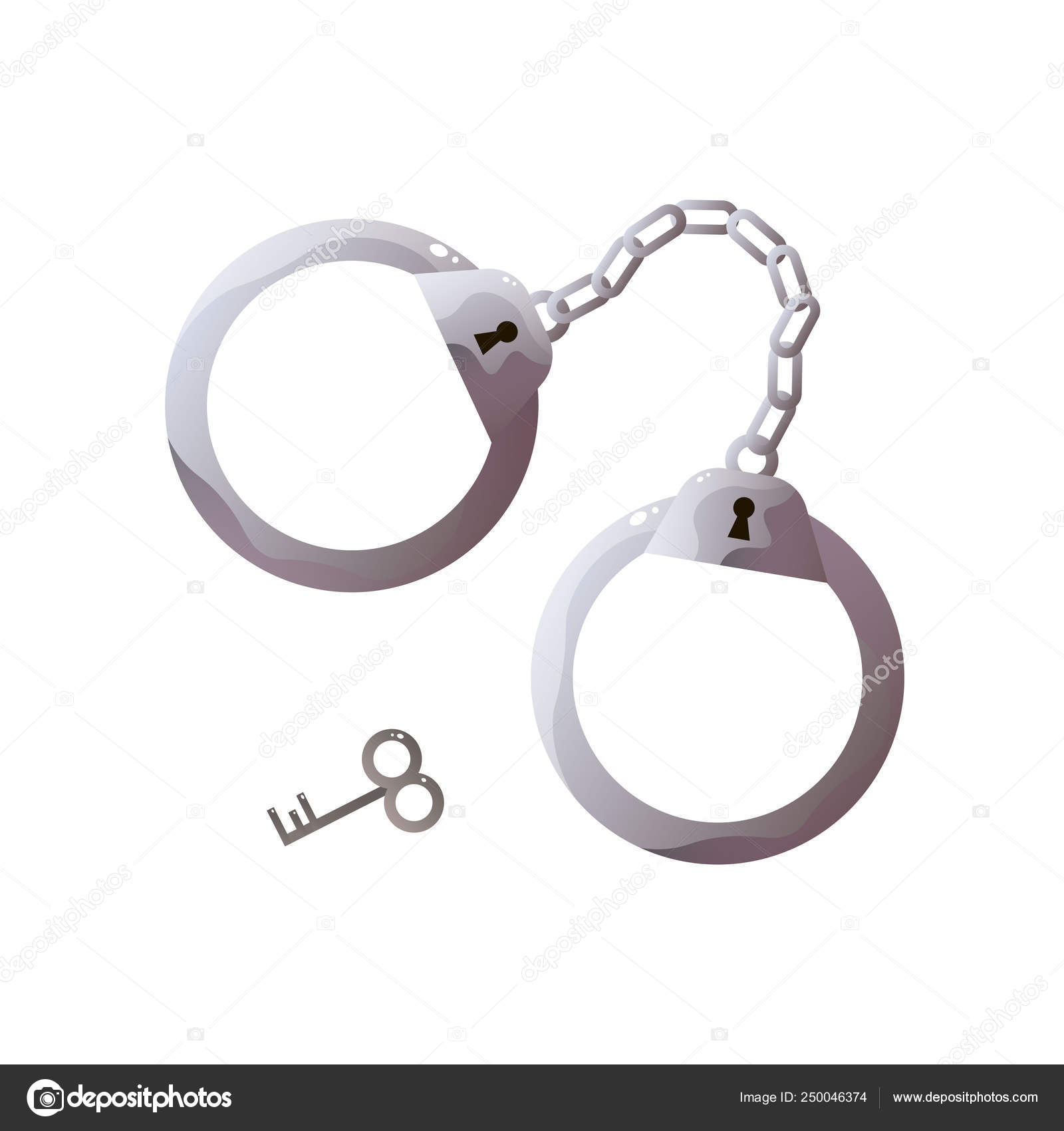 Steel handcuffs with key isolated on white background Stock Vector by ...