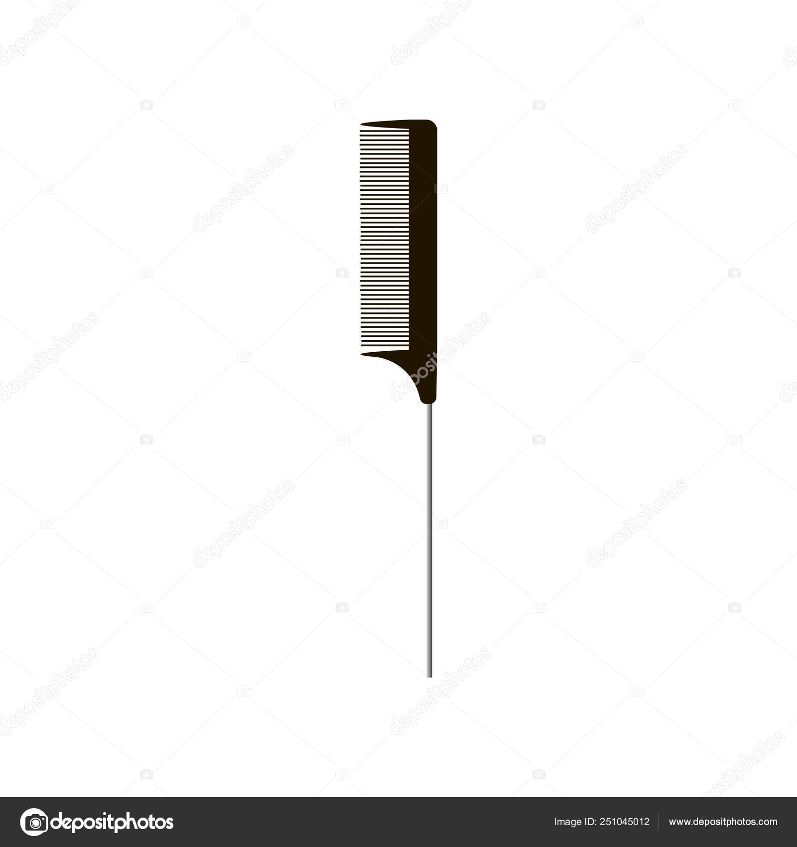 Black narrow comb scallop with handle isolated on white background ...