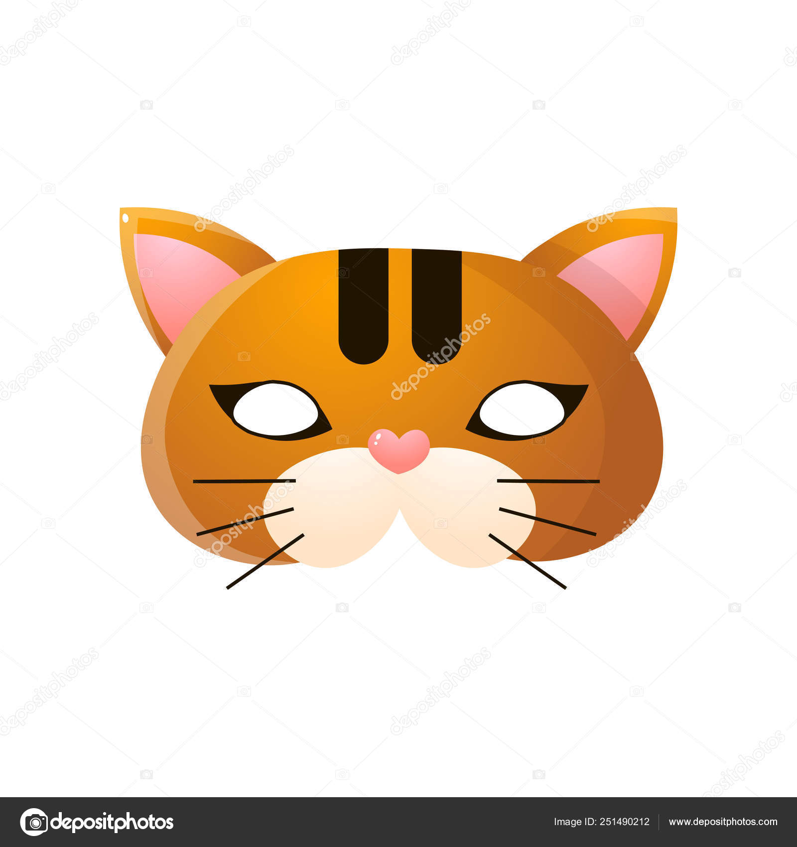 Carnival, halloween, masquerade cat mask isolated on white background ...