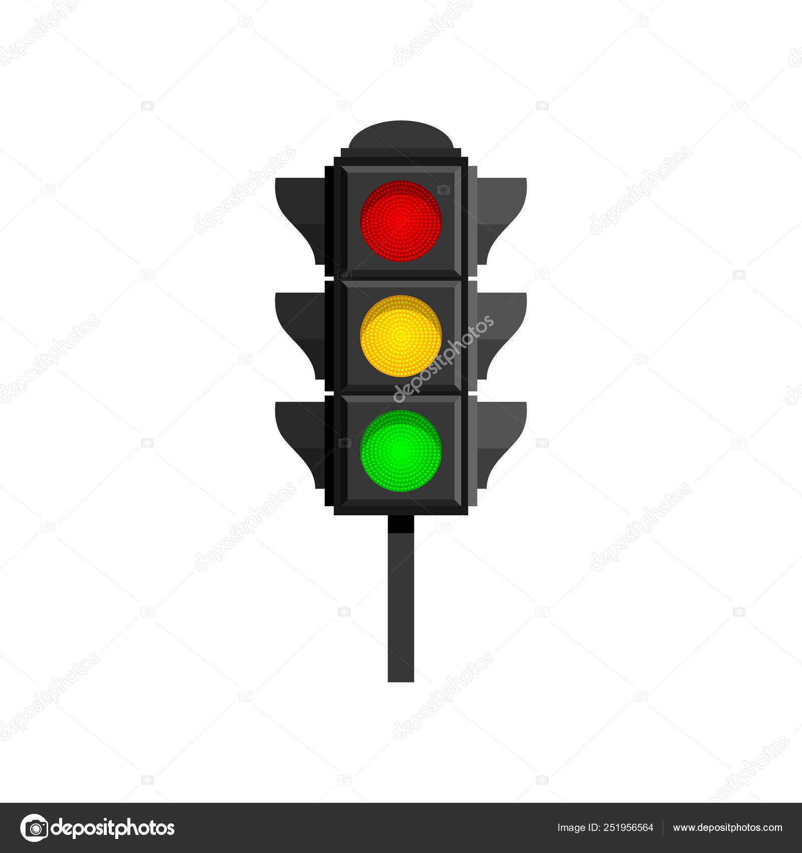 Image vectorielle Feux de circulation avec feux rouges, jaunes et verts ...