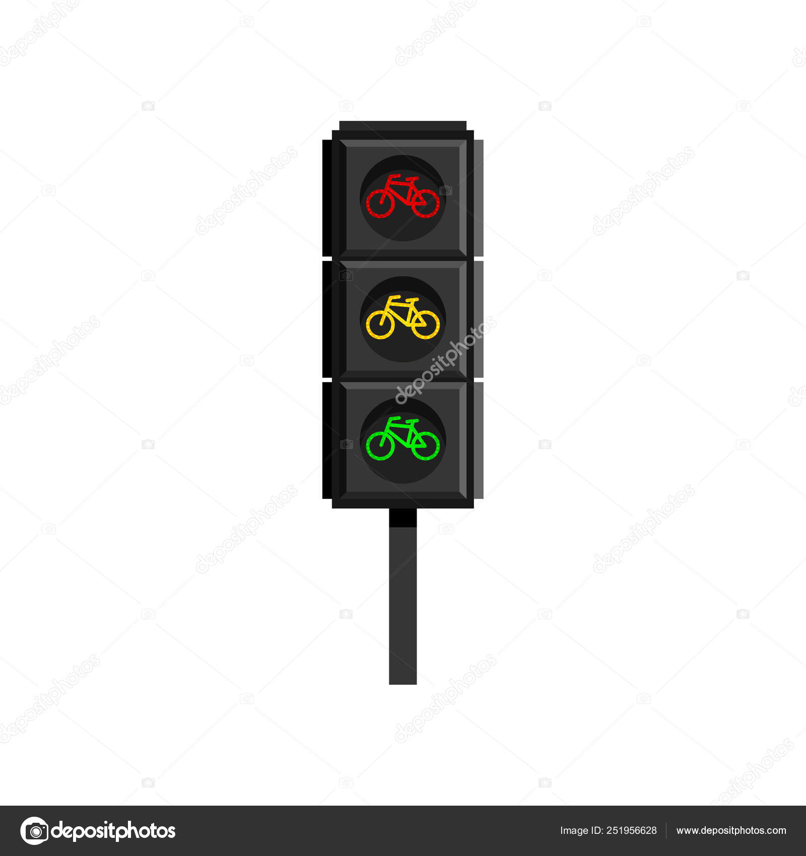 Semáforo vertical con figuras de motocicletas aisladas sobre fondo ...