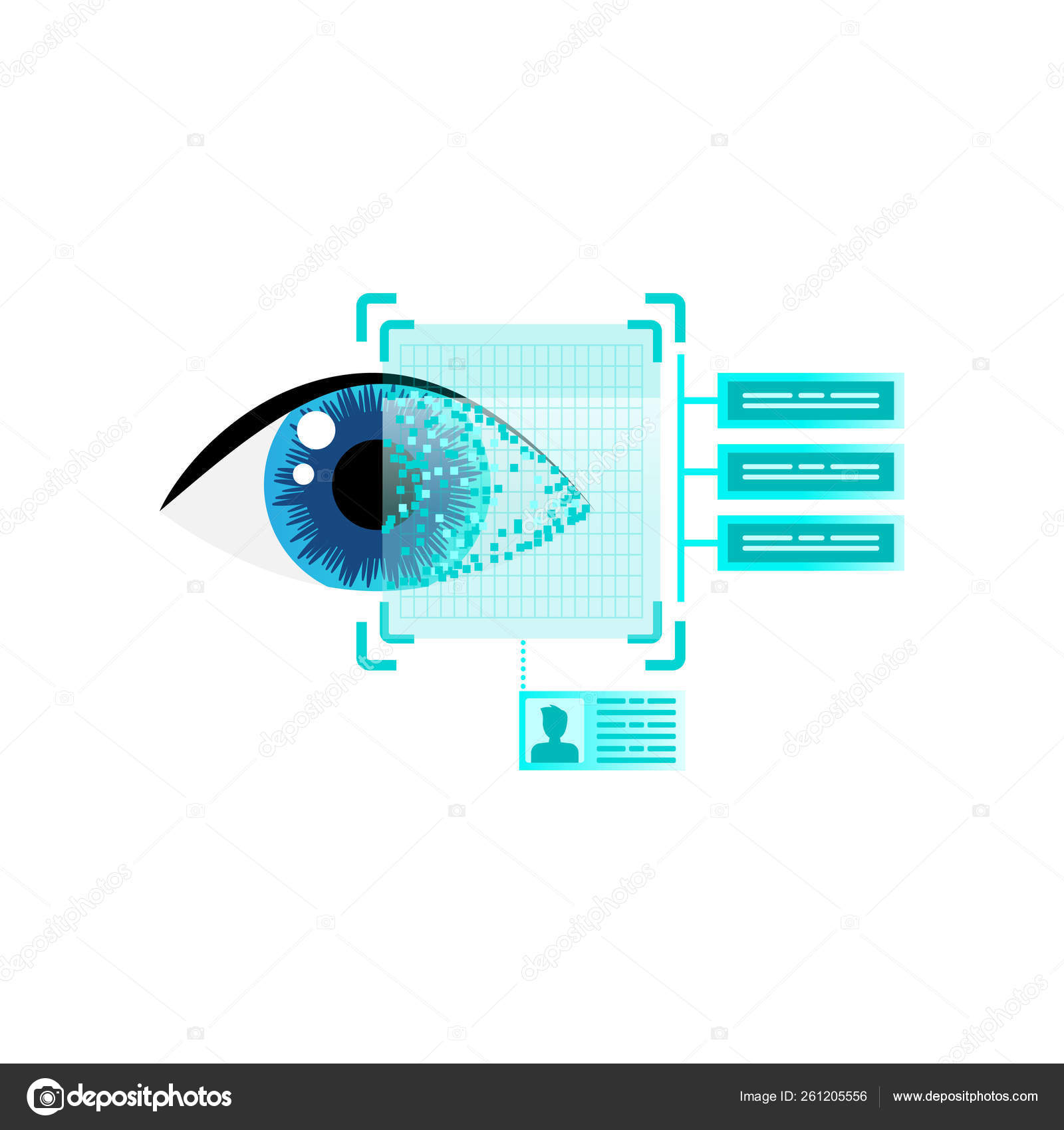 Human eyeball scan reading security information for work Stock Vector ...