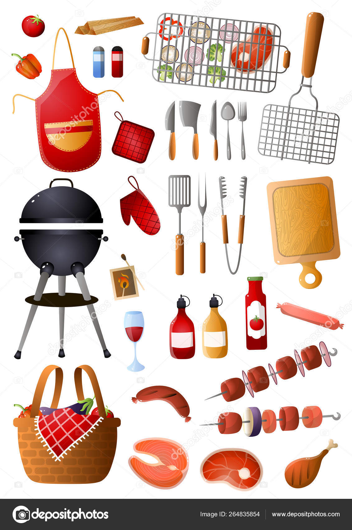 Set of barbecue tools and equipment for family free time Stock Vector ...