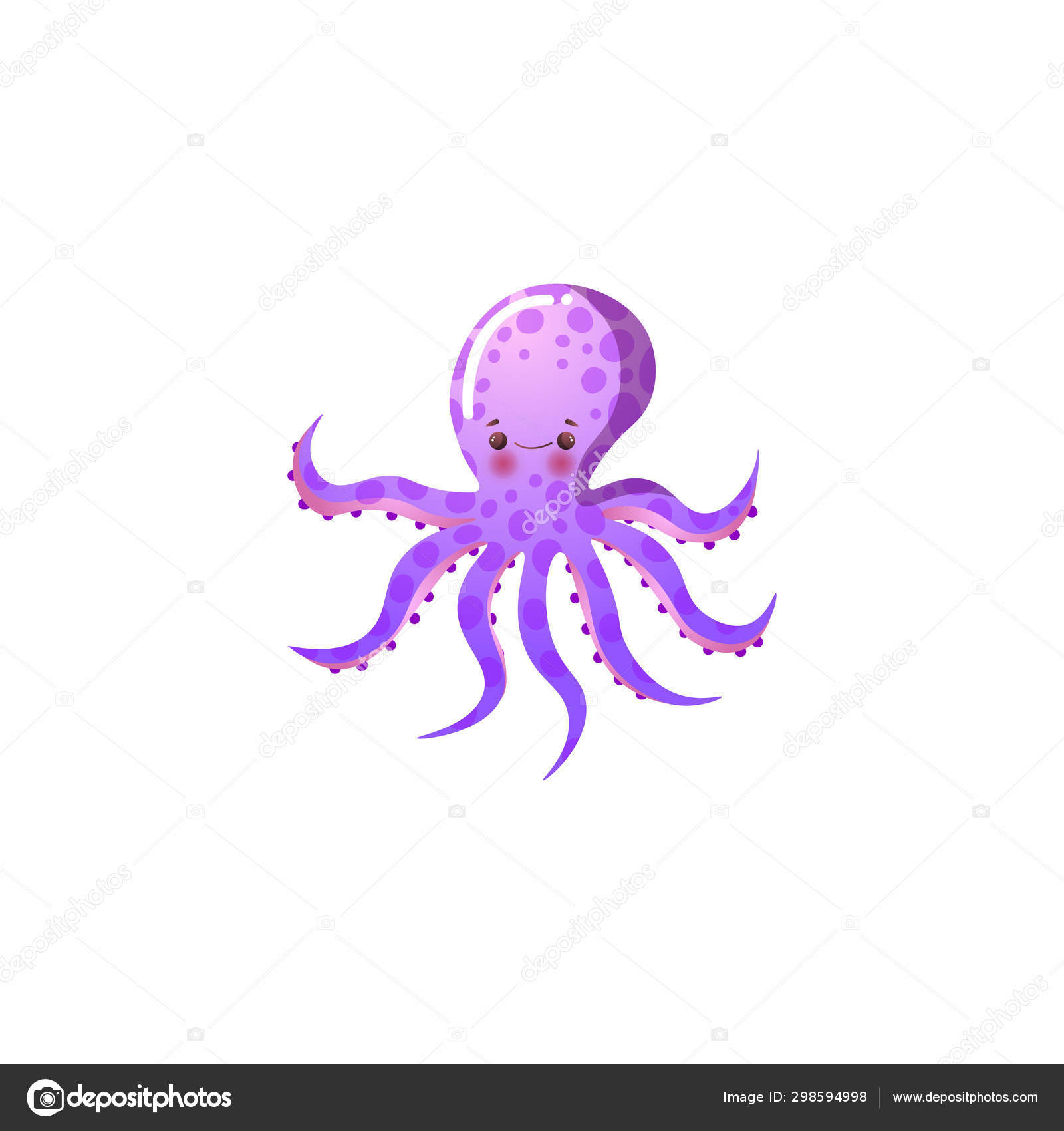 Cute Purple Cartoon Octopus