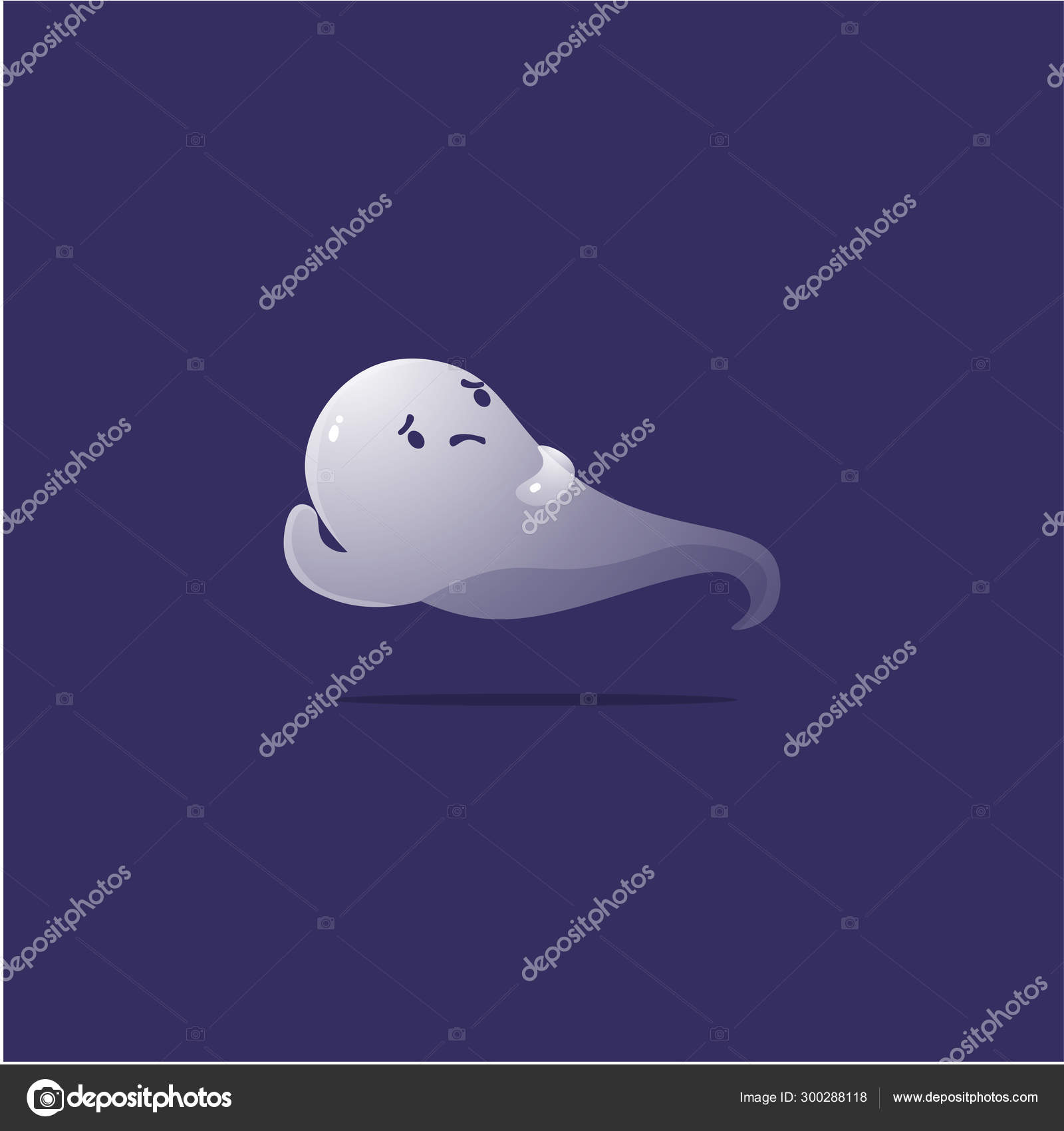 Sad ghost. Raster illustration in the flat cartoon style Stock Vector ...