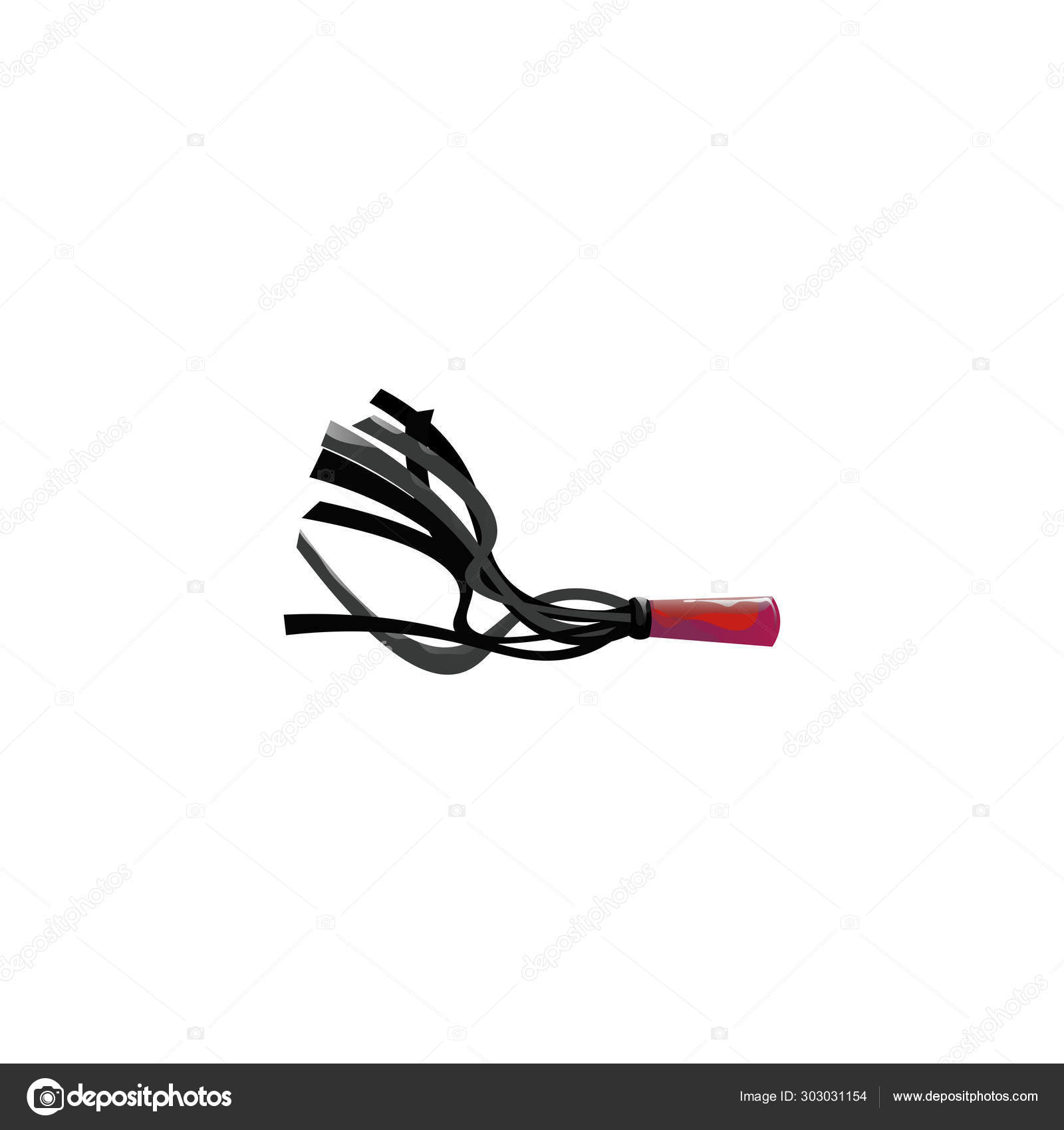 Leather whip. Raster illustration in flat cartoon style Stock Vector by ...