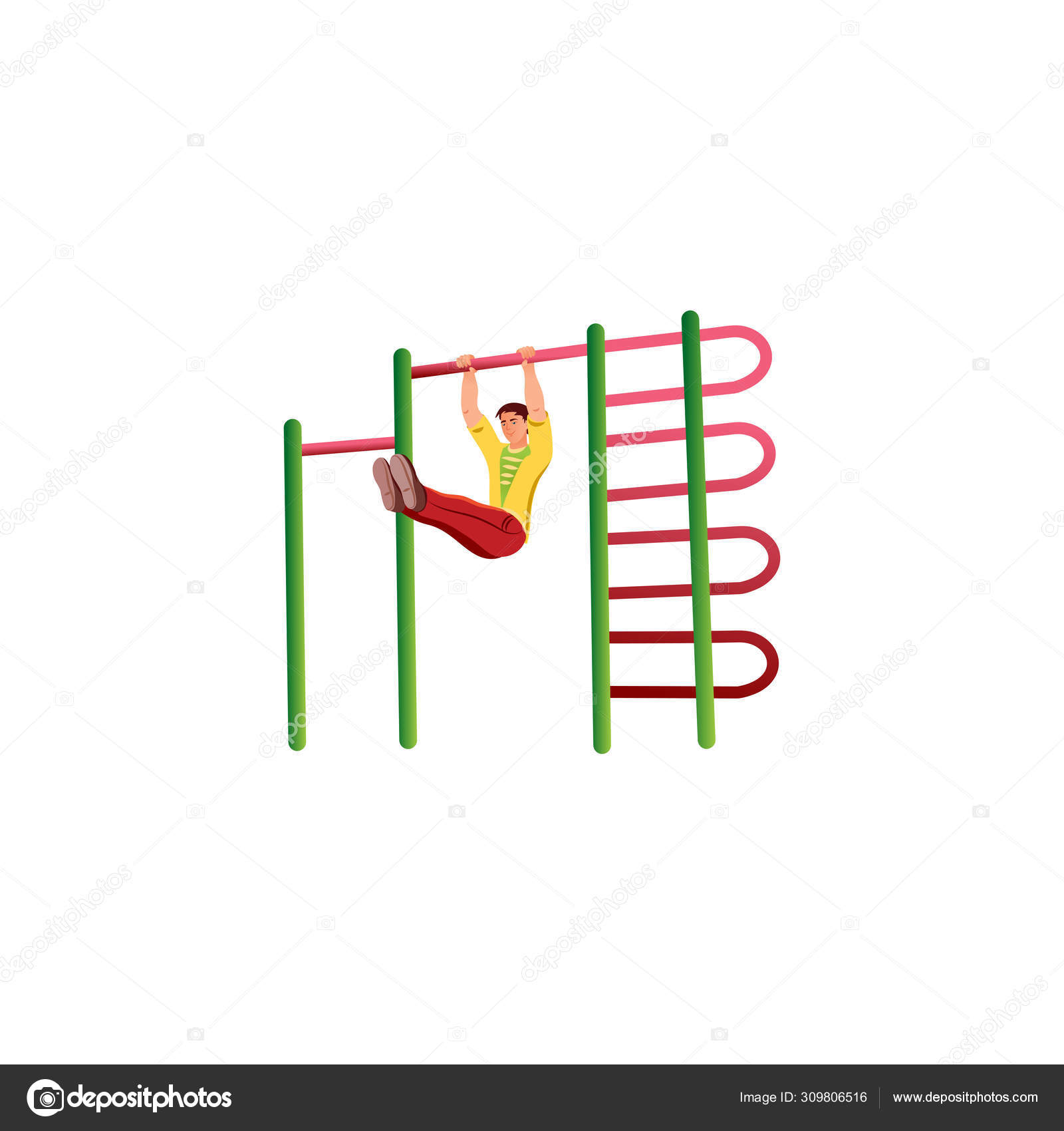 Man keeping balance during street workout vector illustration Stock ...