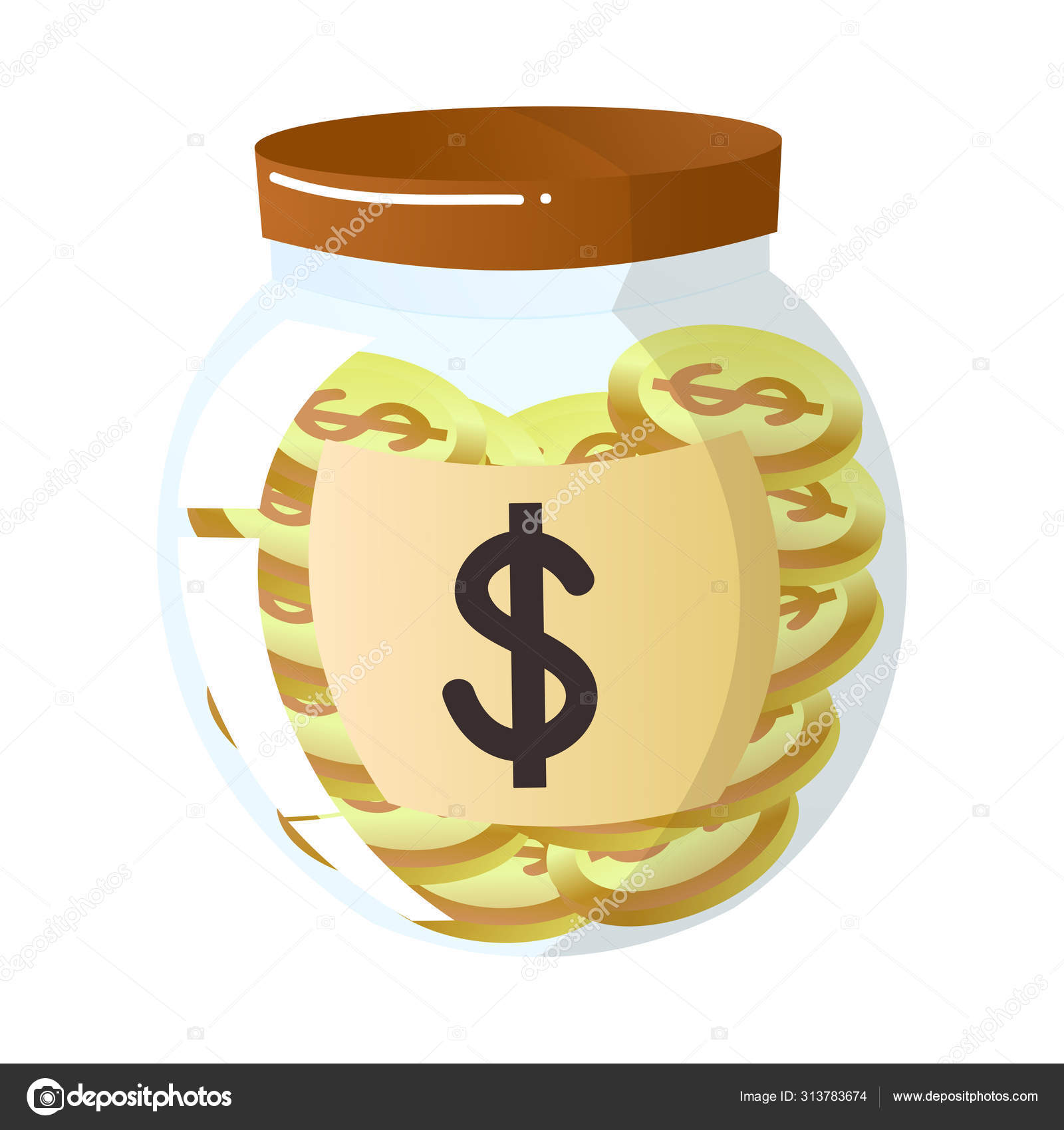 Jar with dollar sign for money coins keeping vector illustration Stock ...