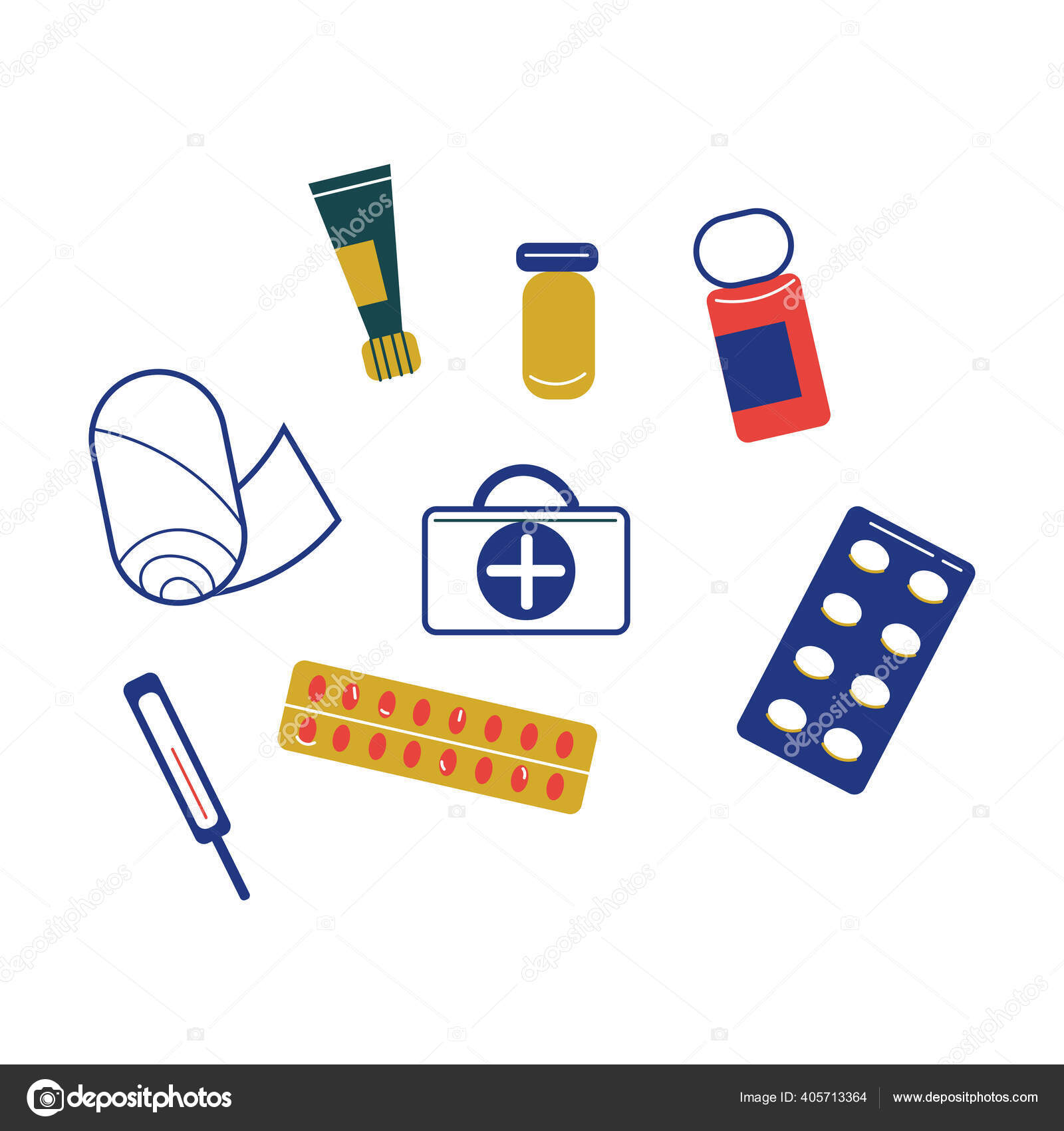 Set of medical objects parts of first aid kit Stock Vector by ©greenpic ...