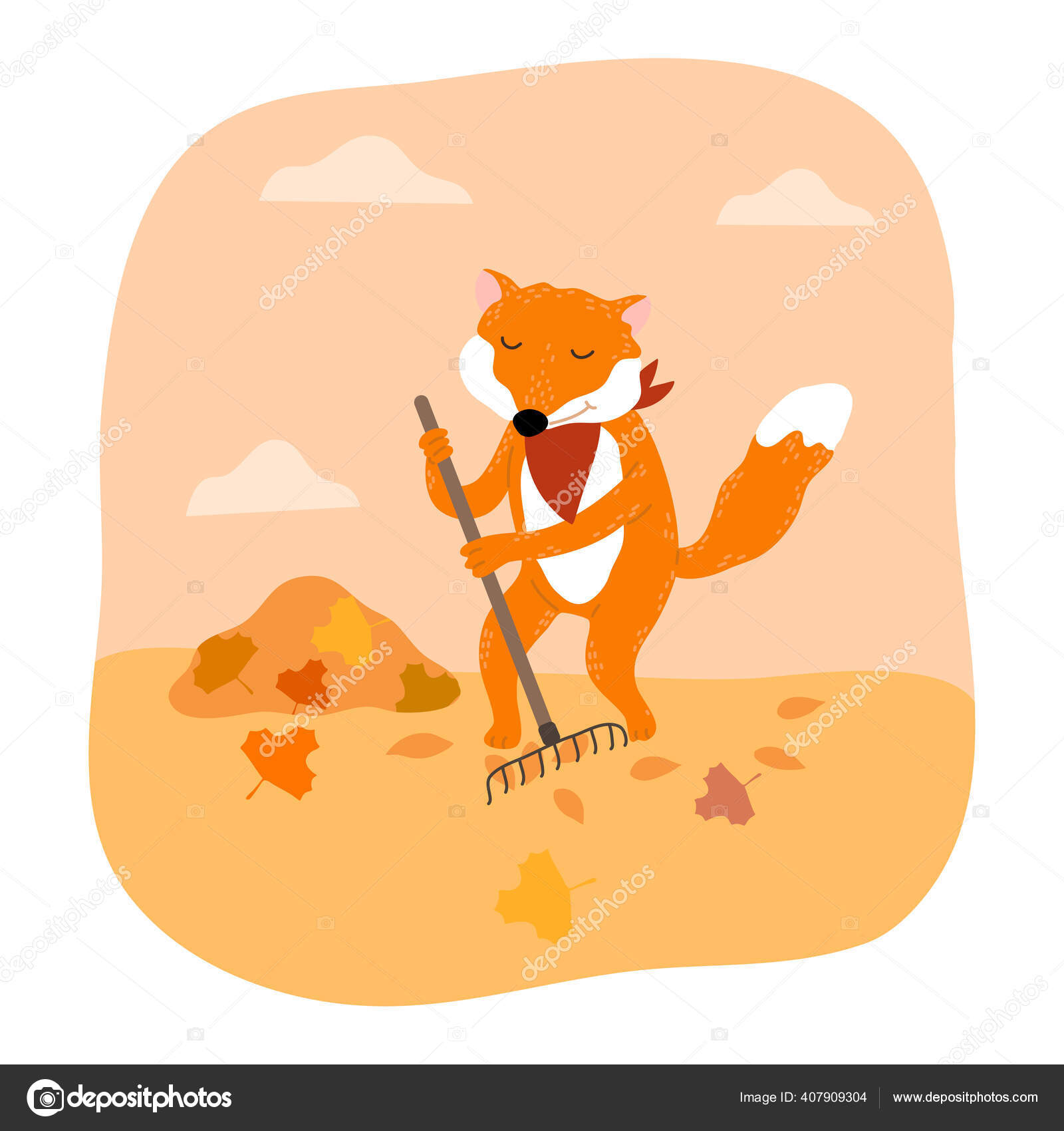 Red fox mowing hay with scythe during harvesting in autumn Stock Vector ...