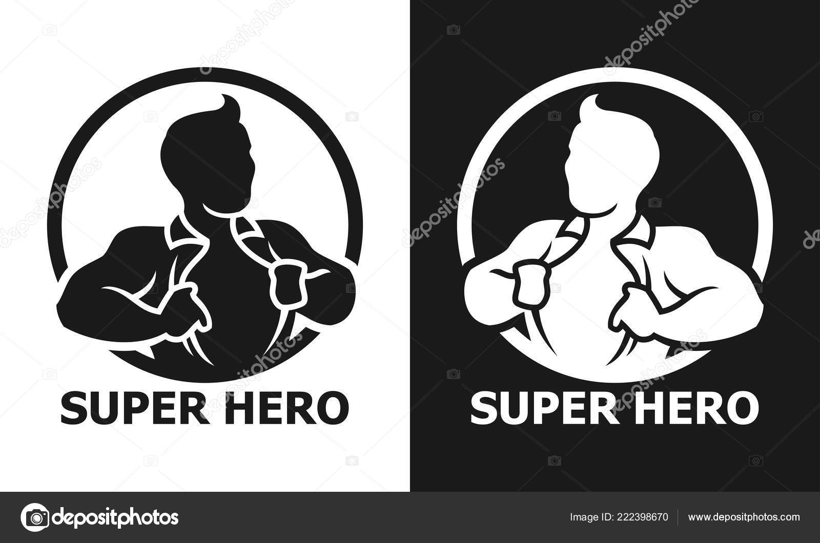 Silhouette Hero Man Opening His Shirt Showing Chest Superman Circle ...