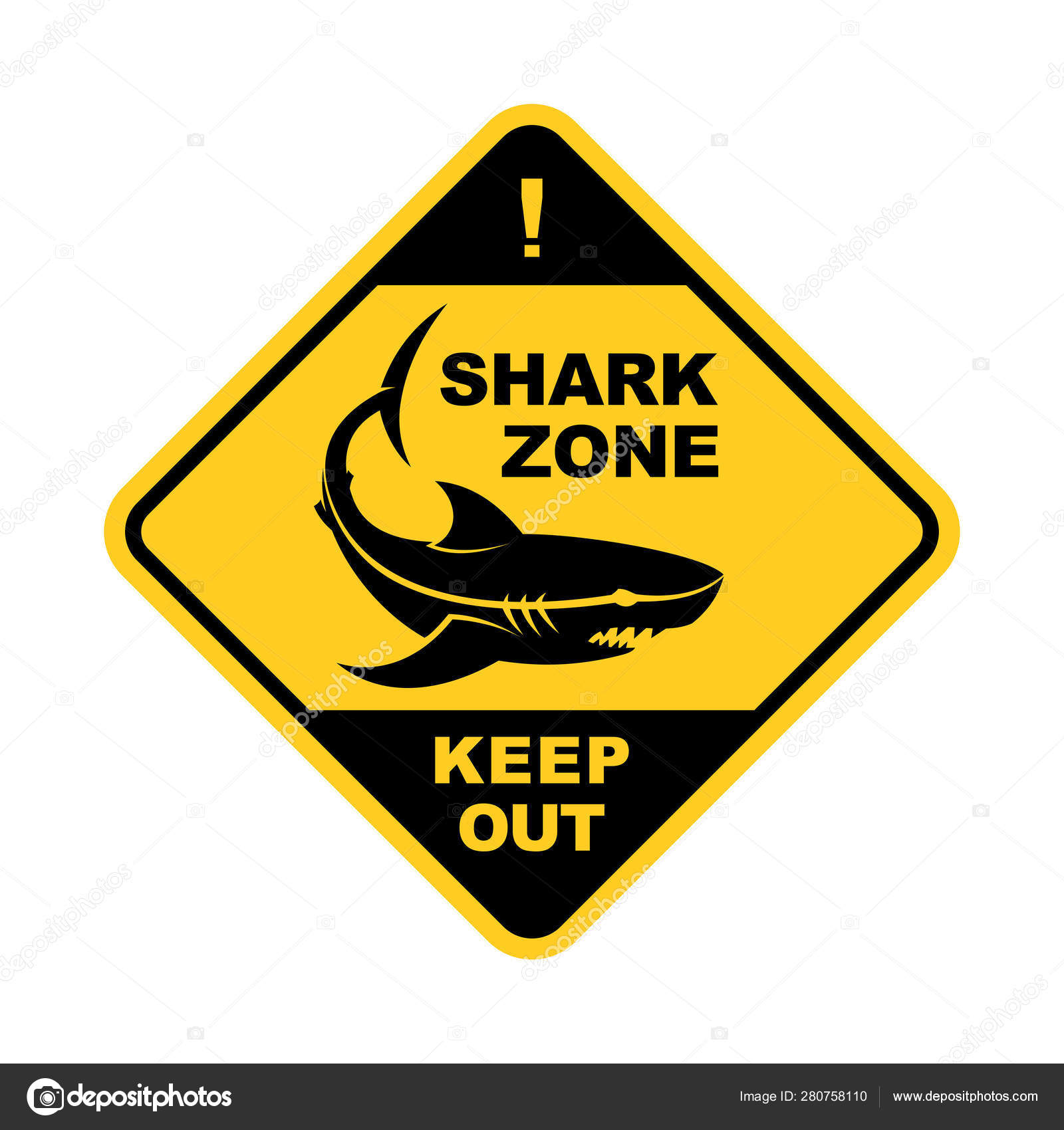Shark zone warning sign - vector shark silhouette Stock Vector by ©gala ...