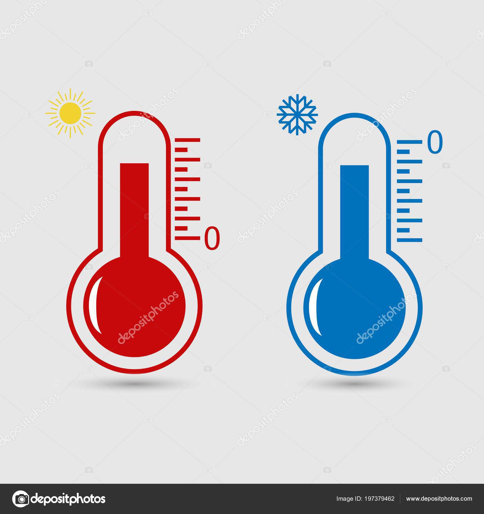 Hot Cold Thermometer Vector Icon Isolated Gray Background Zero Degrees ...