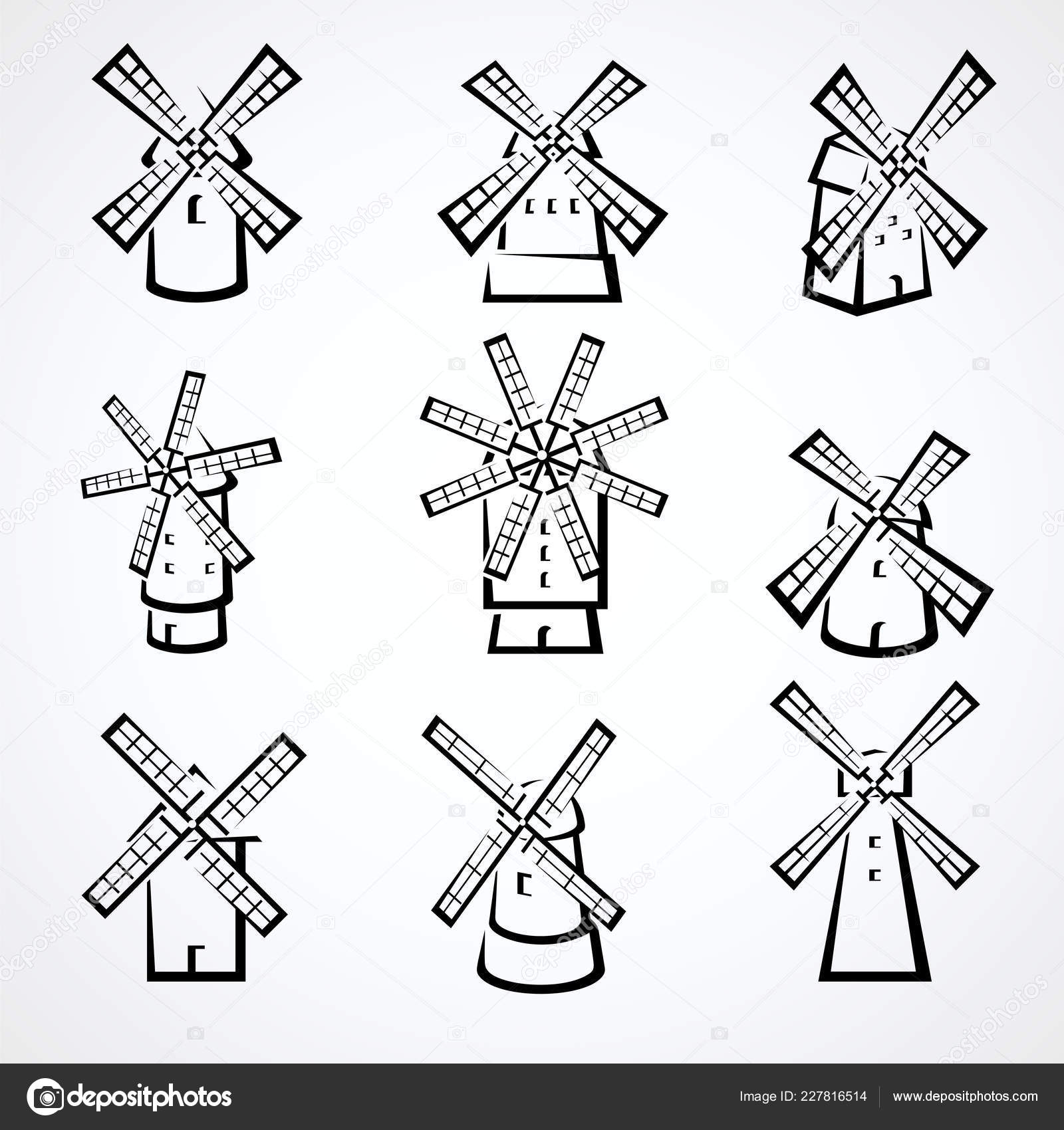 Mill Set Vector Edit Size Color Vector Stock Vector Image by ©Vasilev ...