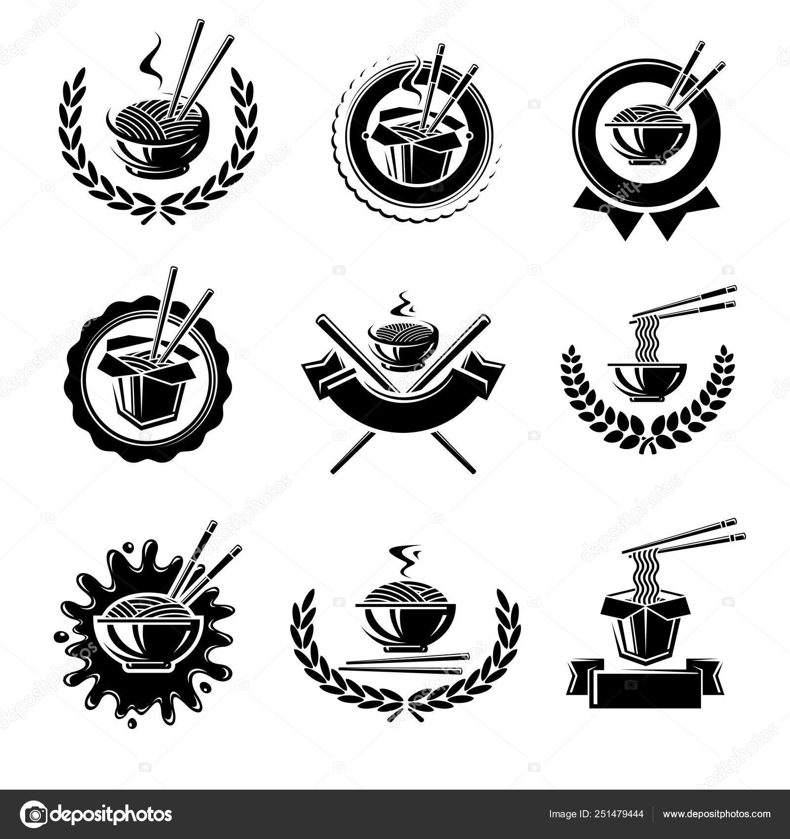 Noodle Labels Elements Set Collection Icon Noodles Vector Stock Vector ...