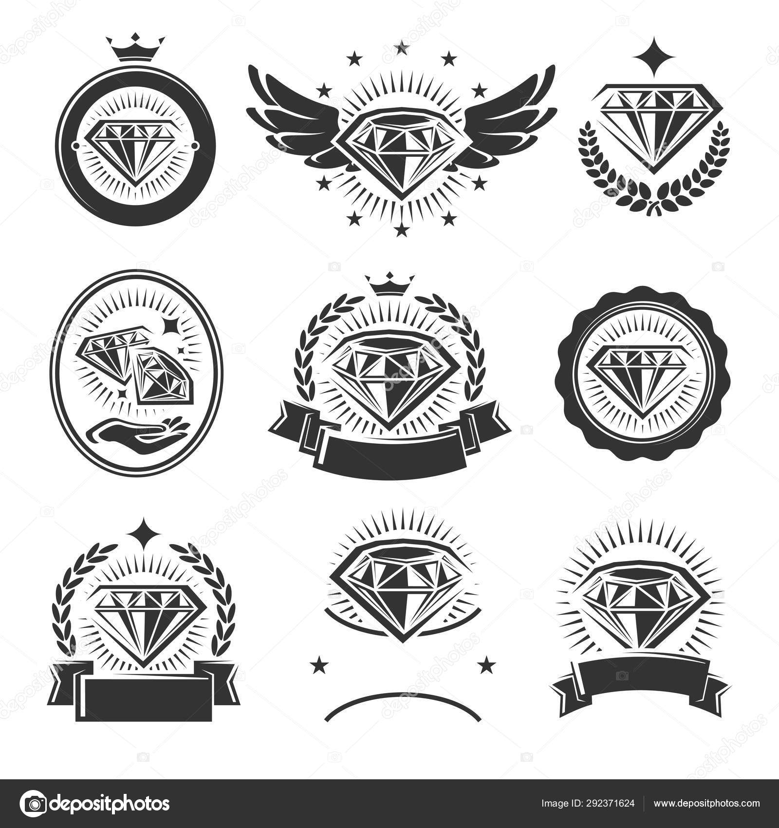 Diamond Labels Elements Set Collection Icon Diamonds Vector Stock ...