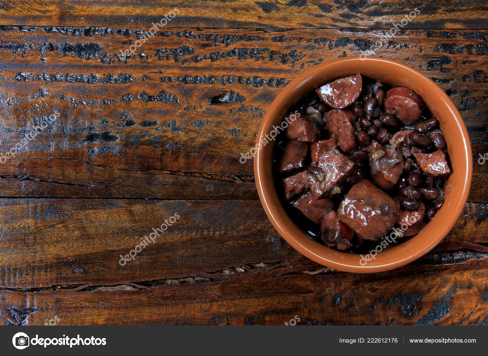 Pot Feijoada Traditional Brazilian Cuisine Dish Isolated Wooden ...