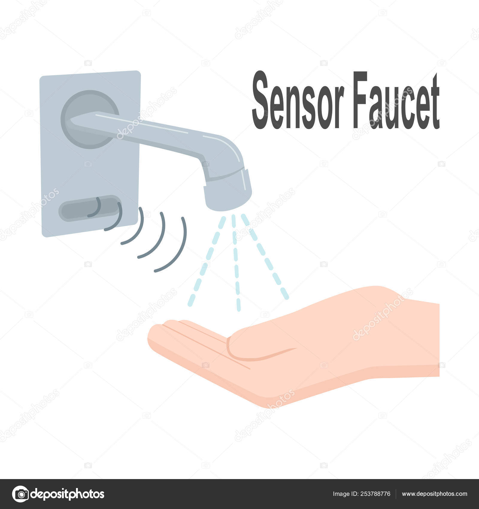 Washing hand and Sensor Faucet icon, hygiene icon illustration Stock ...