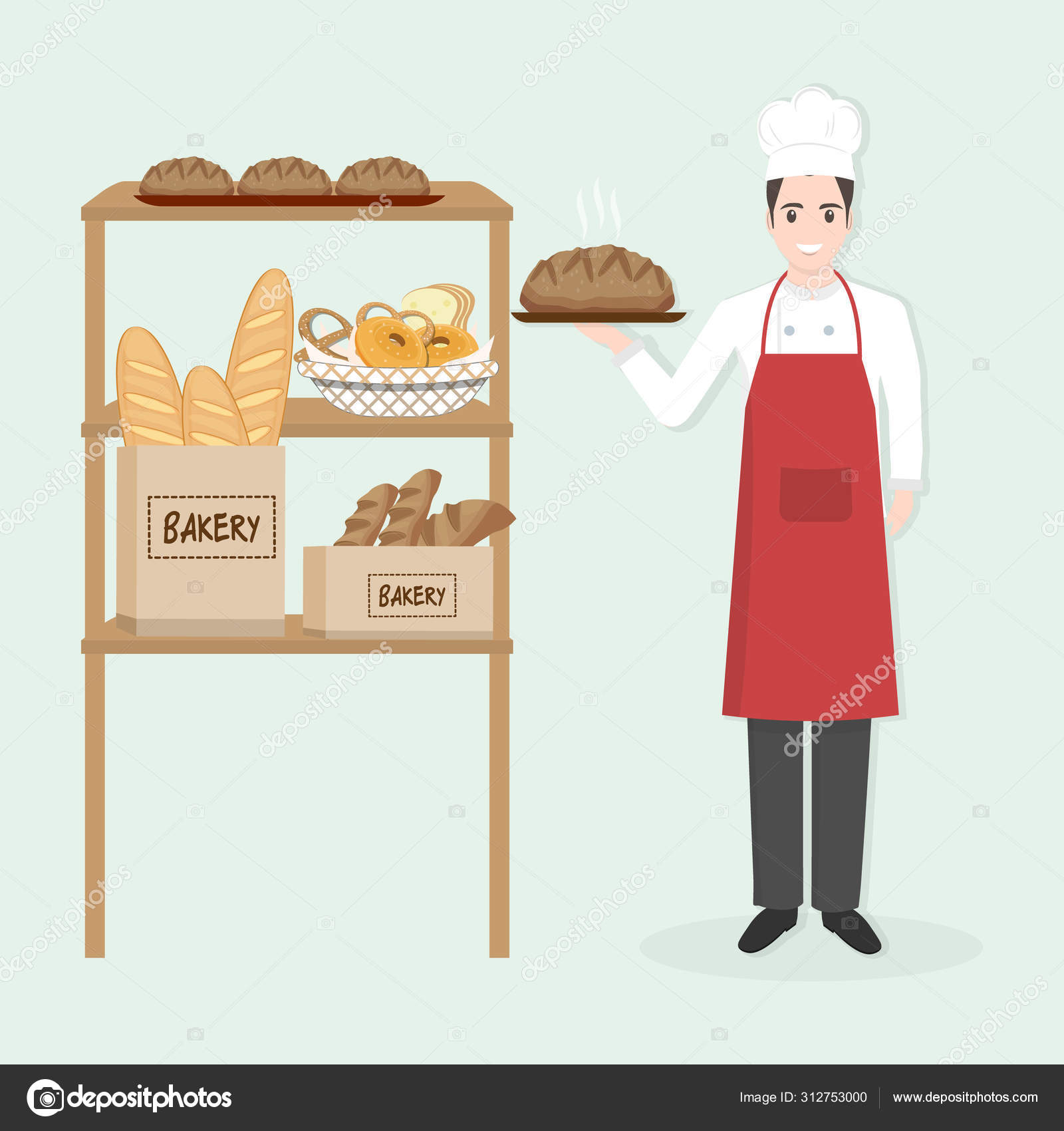 Male Chef with bakery character people icon illustration Stock Vector ...