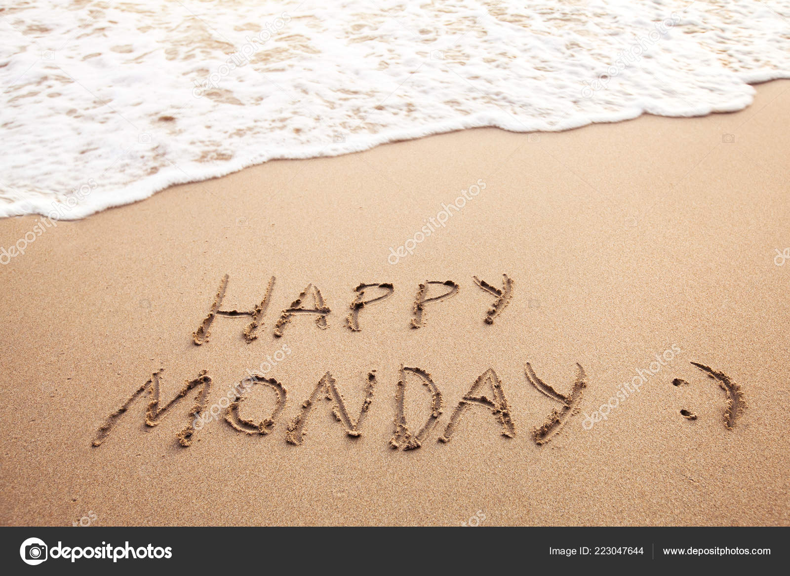Happy Monday Greeting Card Sandy Beach Stock Photo by ©anyaberkut 223047644