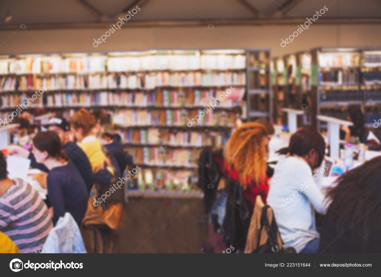Education Background Students Working Public Library University Stock ...